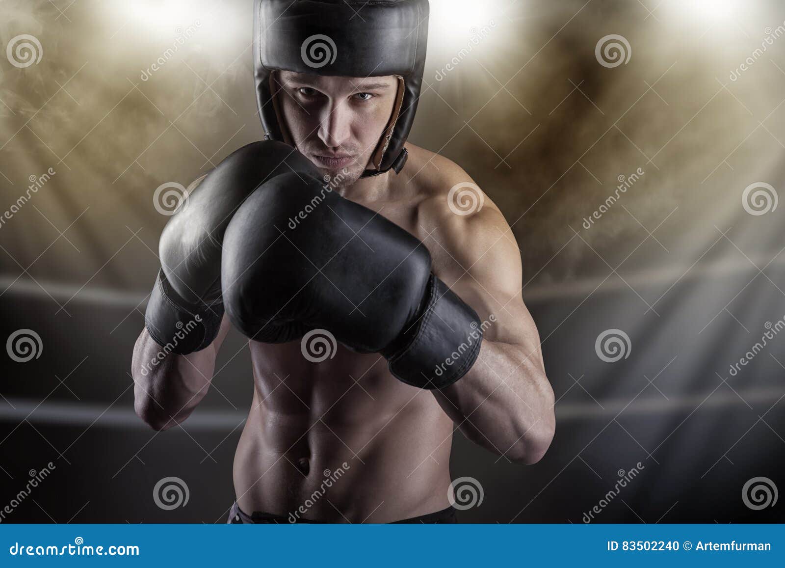 Fighter in the ring stock photo. Image of kickboxing - 83502240