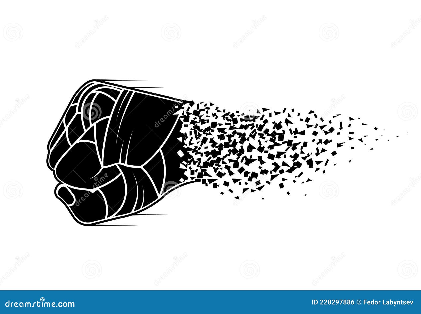 Fighters Hand Collapses into Particles Vector Illustration Stock Vector ...