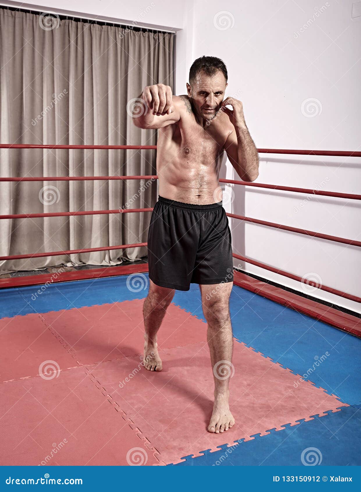 Fighter Shadow Boxing in the Ring Stock Photo - Image of ring, adult ...