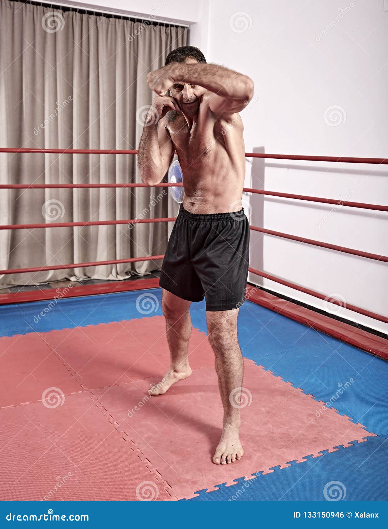 Fighter Shadow Boxing in the Ring Stock Photo - Image of sporting ...