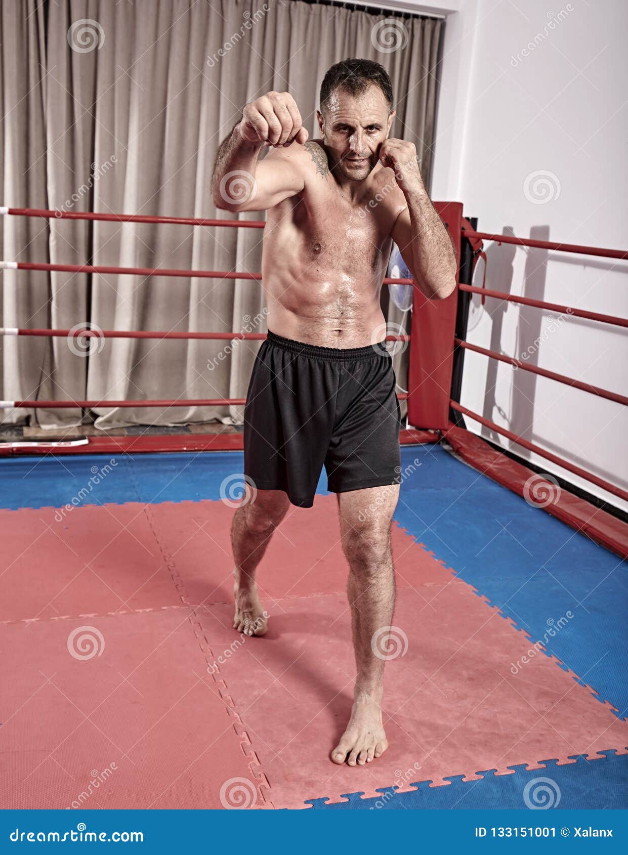 Fighter Shadow Boxing in the Ring Stock Image - Image of kickbox ...