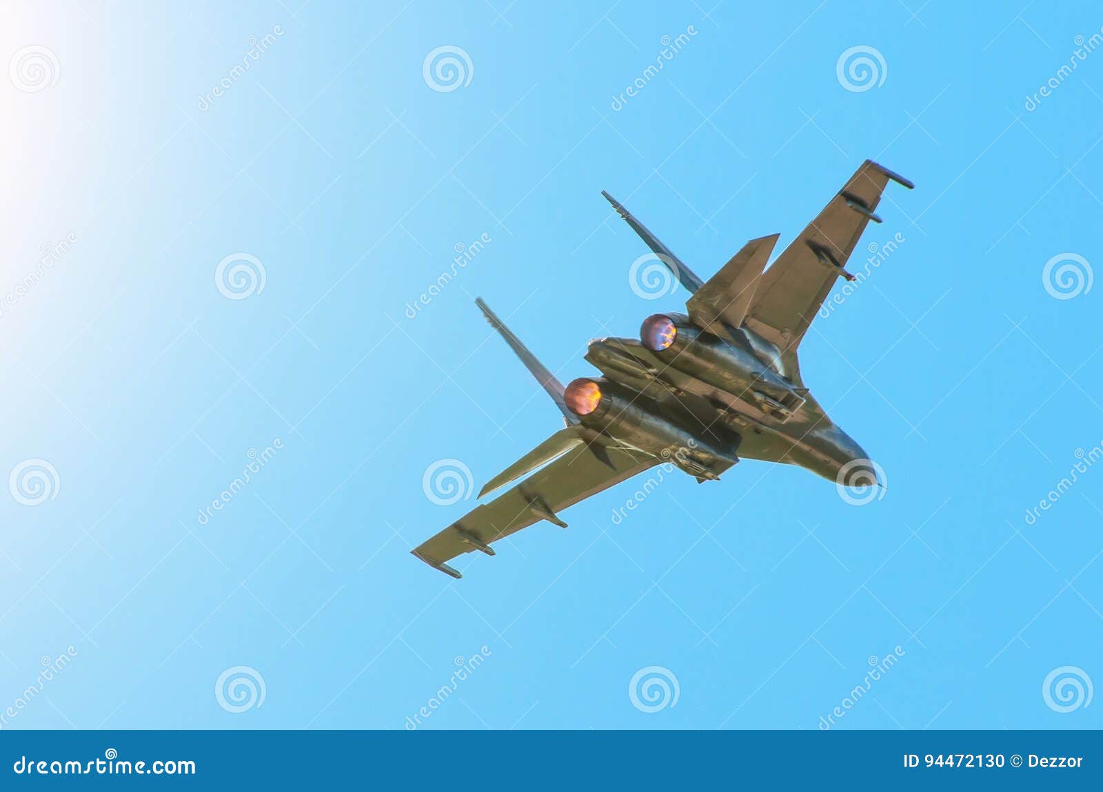 Fighter Turbine Fire in the Blue Sky. Stock Photo - Image of plane ...