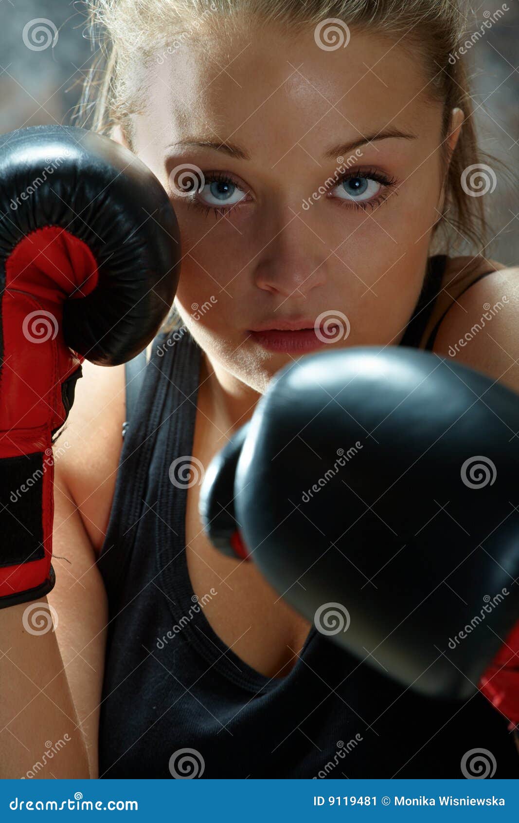 Fighter Woman Wearing Boxing Gloves Stock Image - Image of glove ...