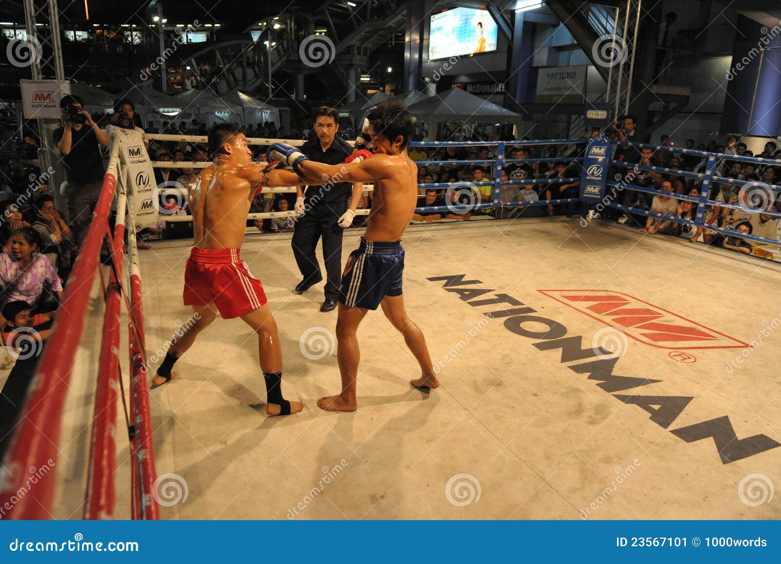 Fighters Compete in a Thai Boxing Match Editorial Photo - Image of ...