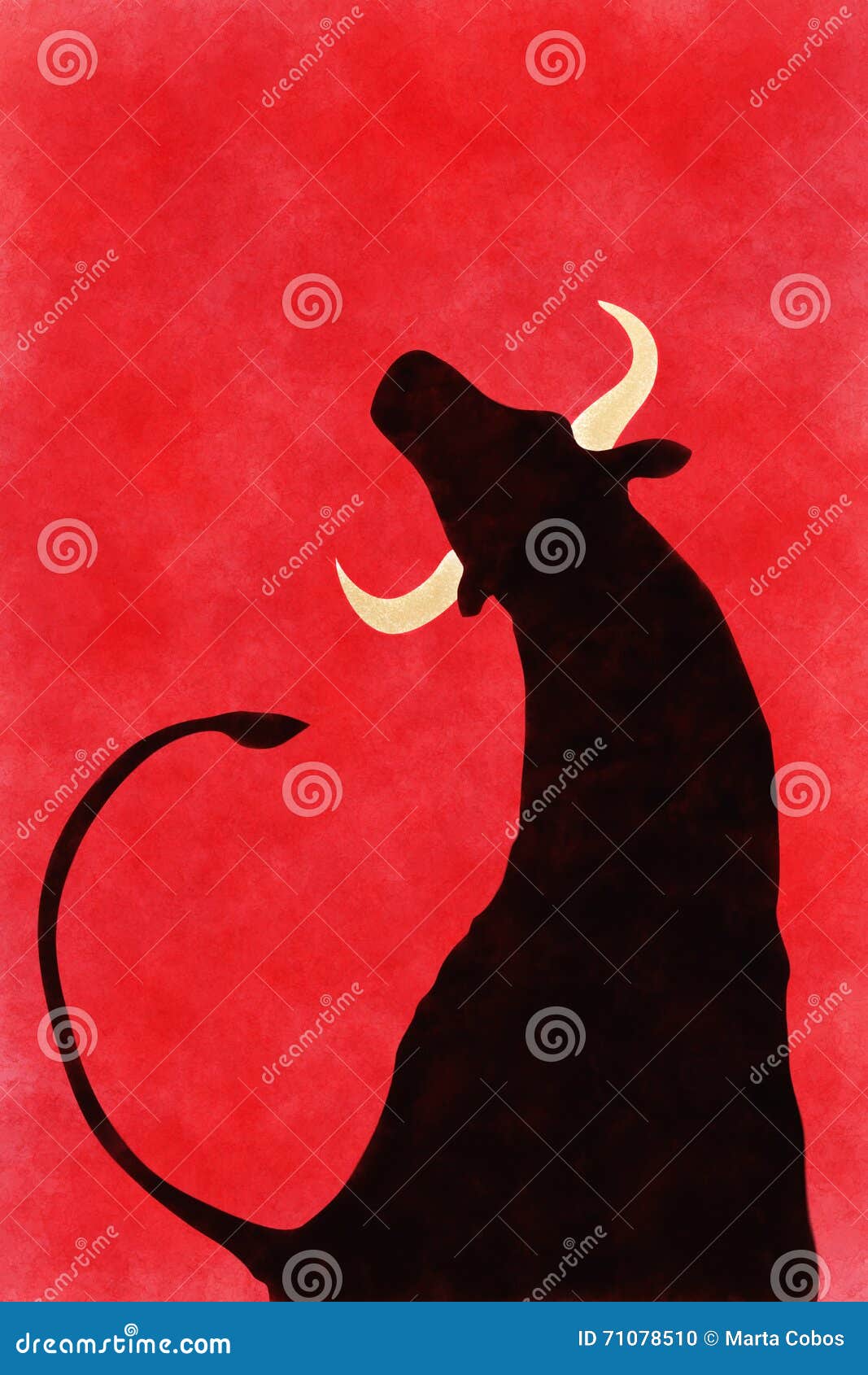 Fighting Bull Silhouette on Red Background Stock Illustration ...