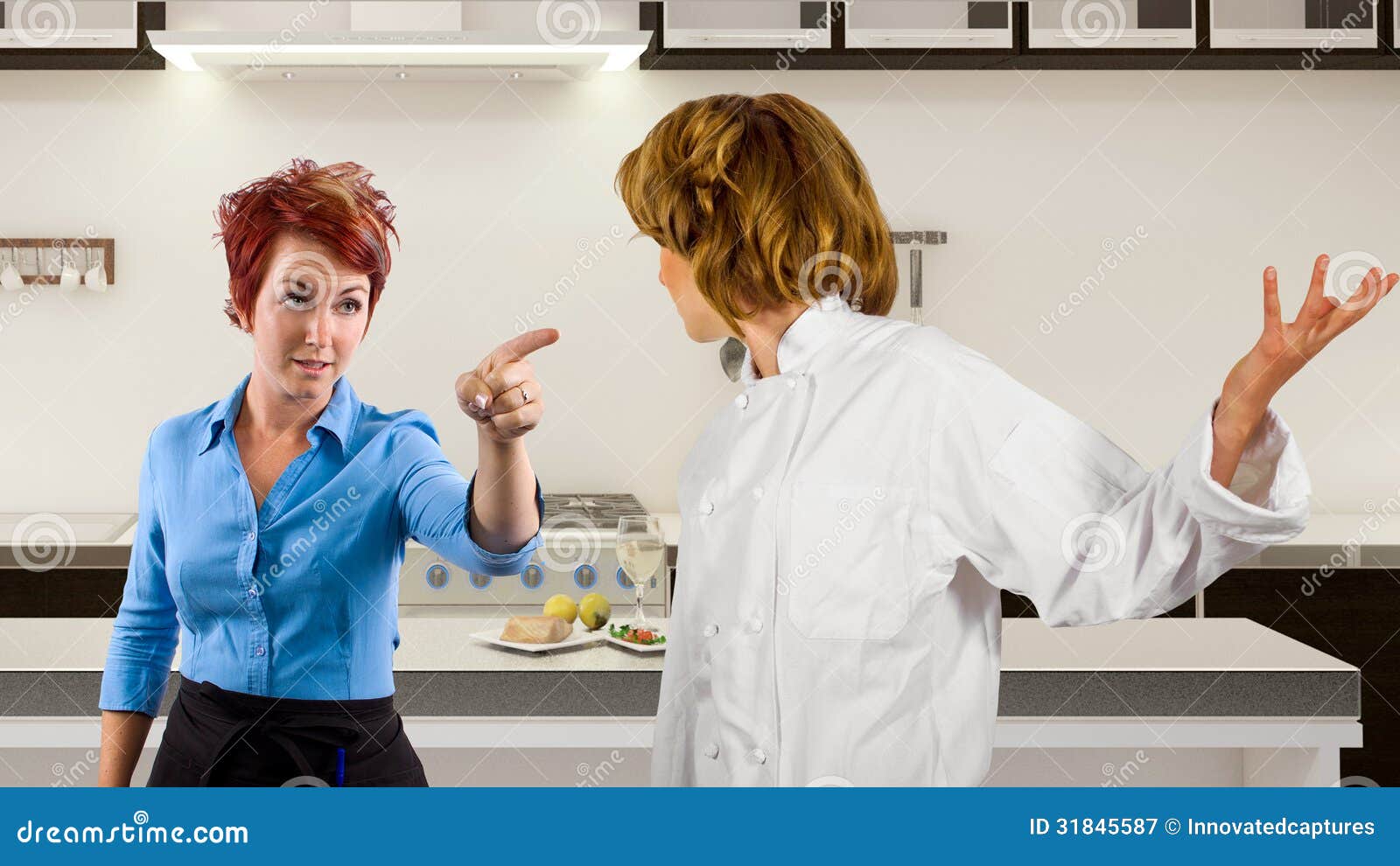 Fighting Chef And Waitress Royalty-Free Stock Photography ...
