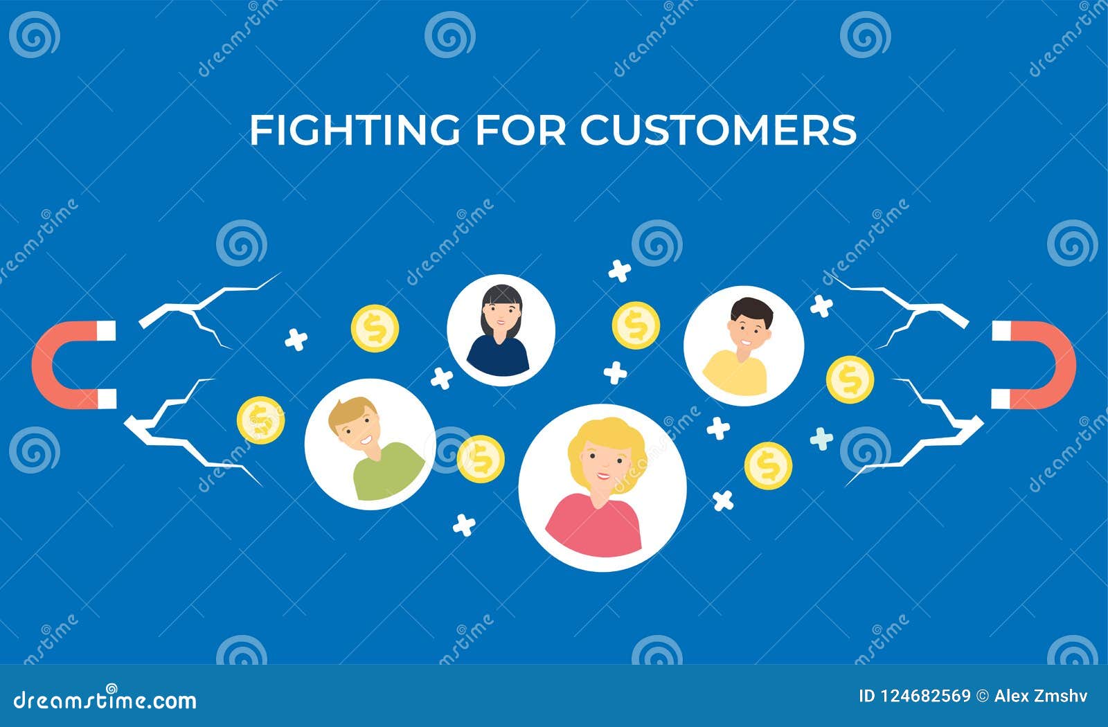 Fighting for Customers Vector Flat Illustration Stock Vector ...
