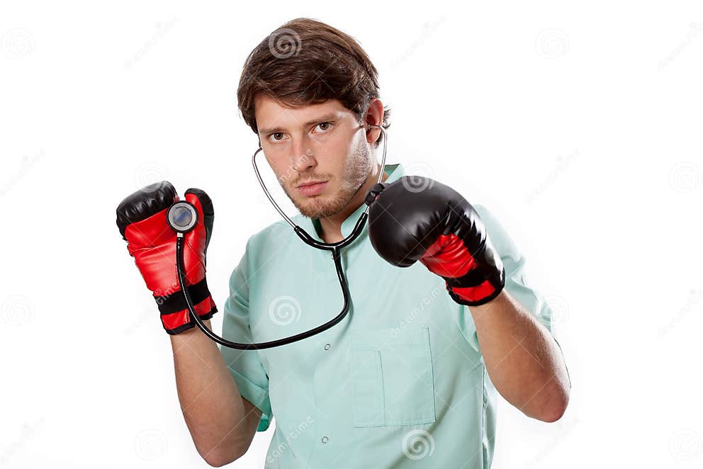 Fighting Doctor on an Examination Stock Photo - Image of medicine ...