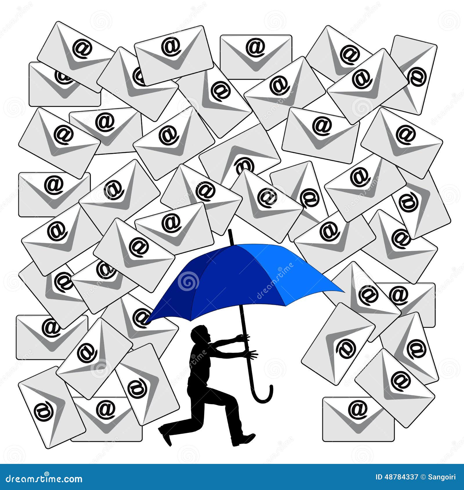 Fighting the Email Flood stock illustration. Illustration of account ...