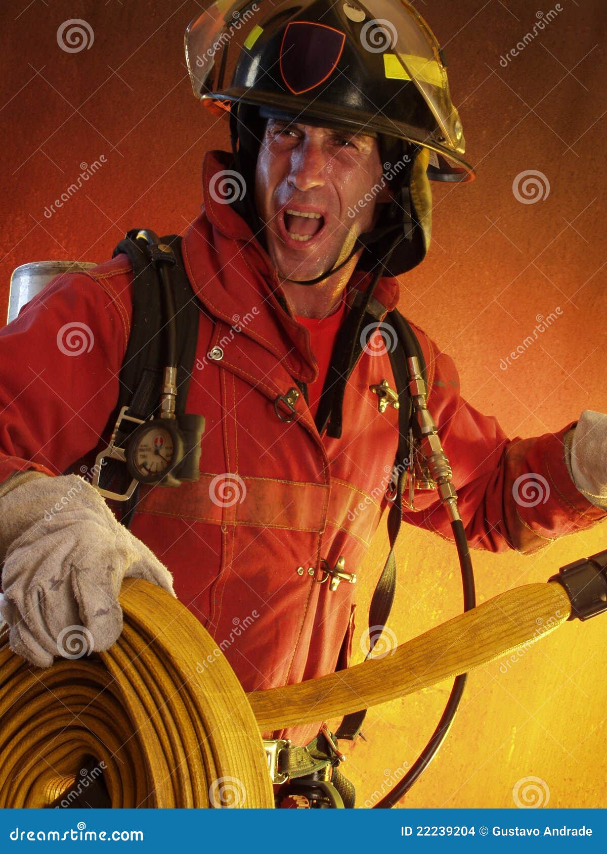 Fighting the fire. stock photo. Image of alert, prepared - 22239204