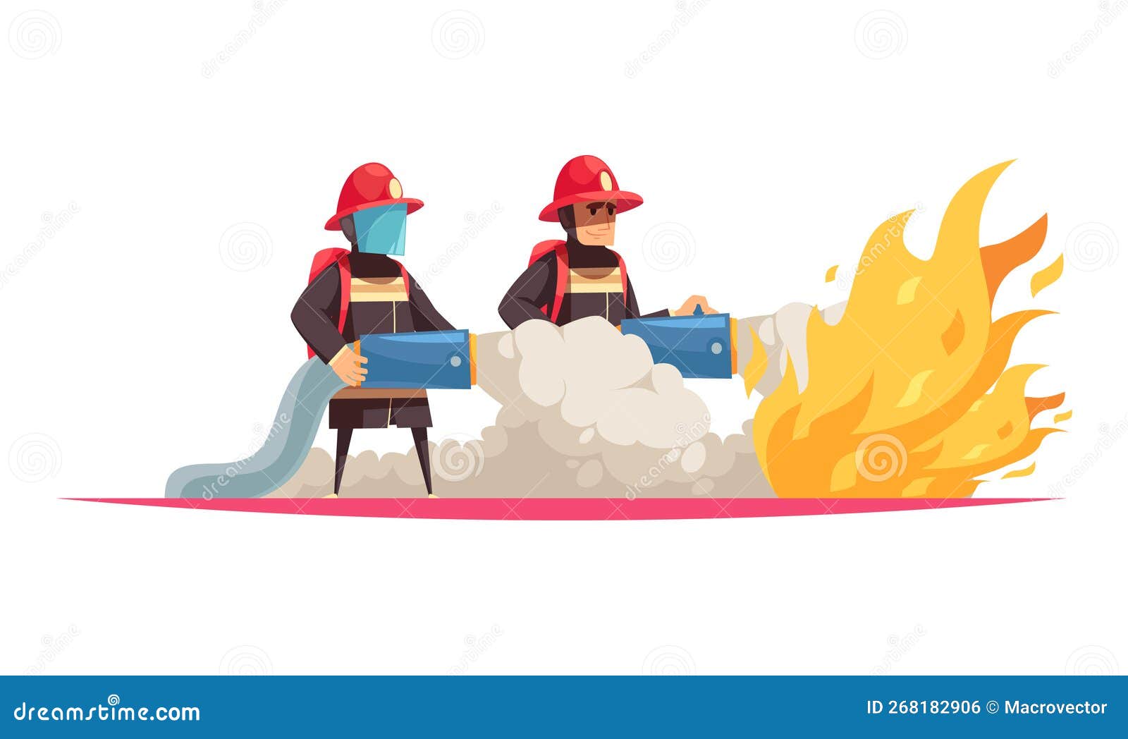 Fighting Fire Crew Composition Stock Vector - Illustration of safety ...