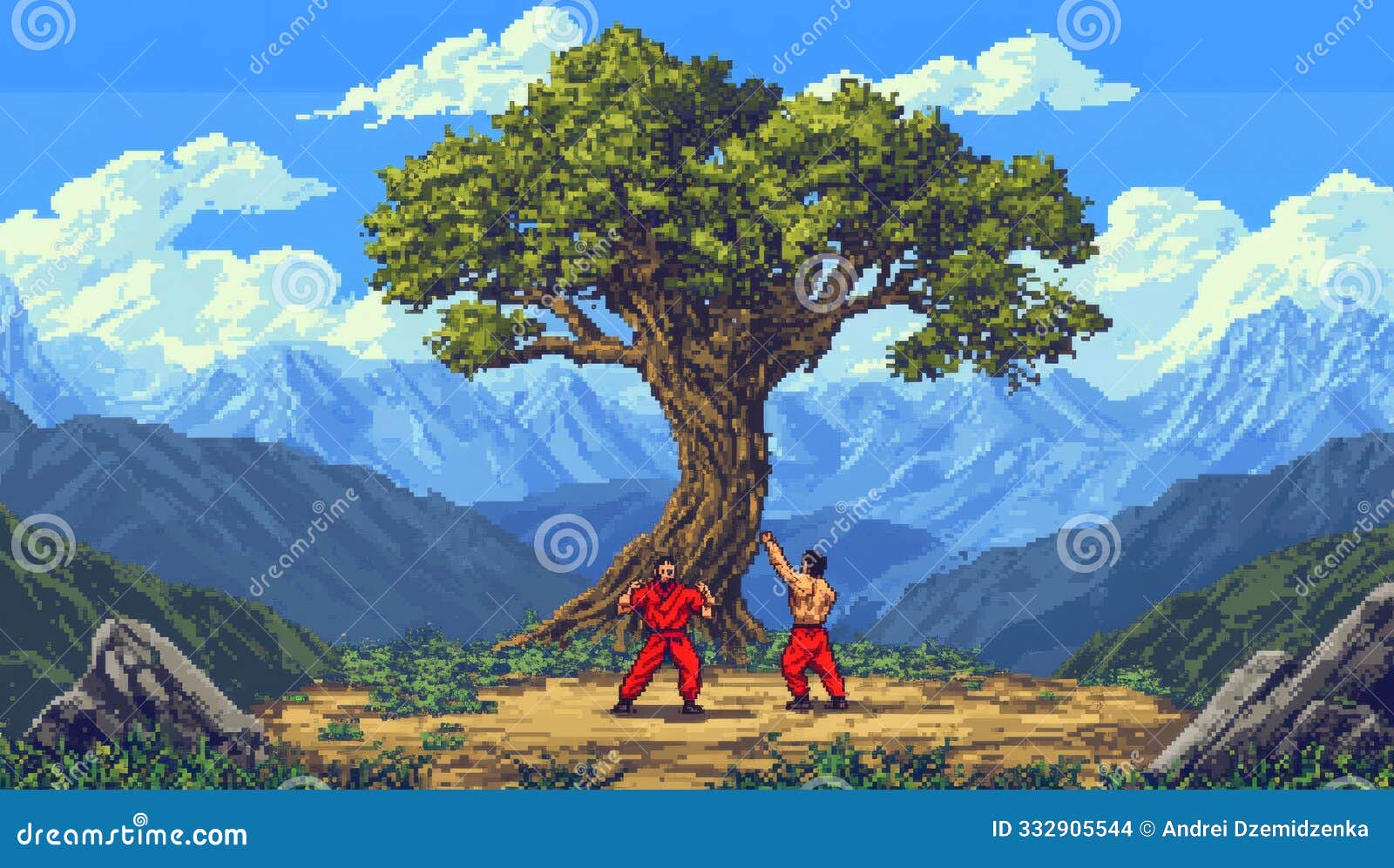 A Fighting Game, Retro Computer Games Level. 8-bit Pixel Art Video Game ...