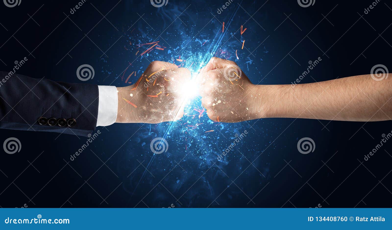 Fighting Hands with Different Elements Concept Stock Photo - Image of ...
