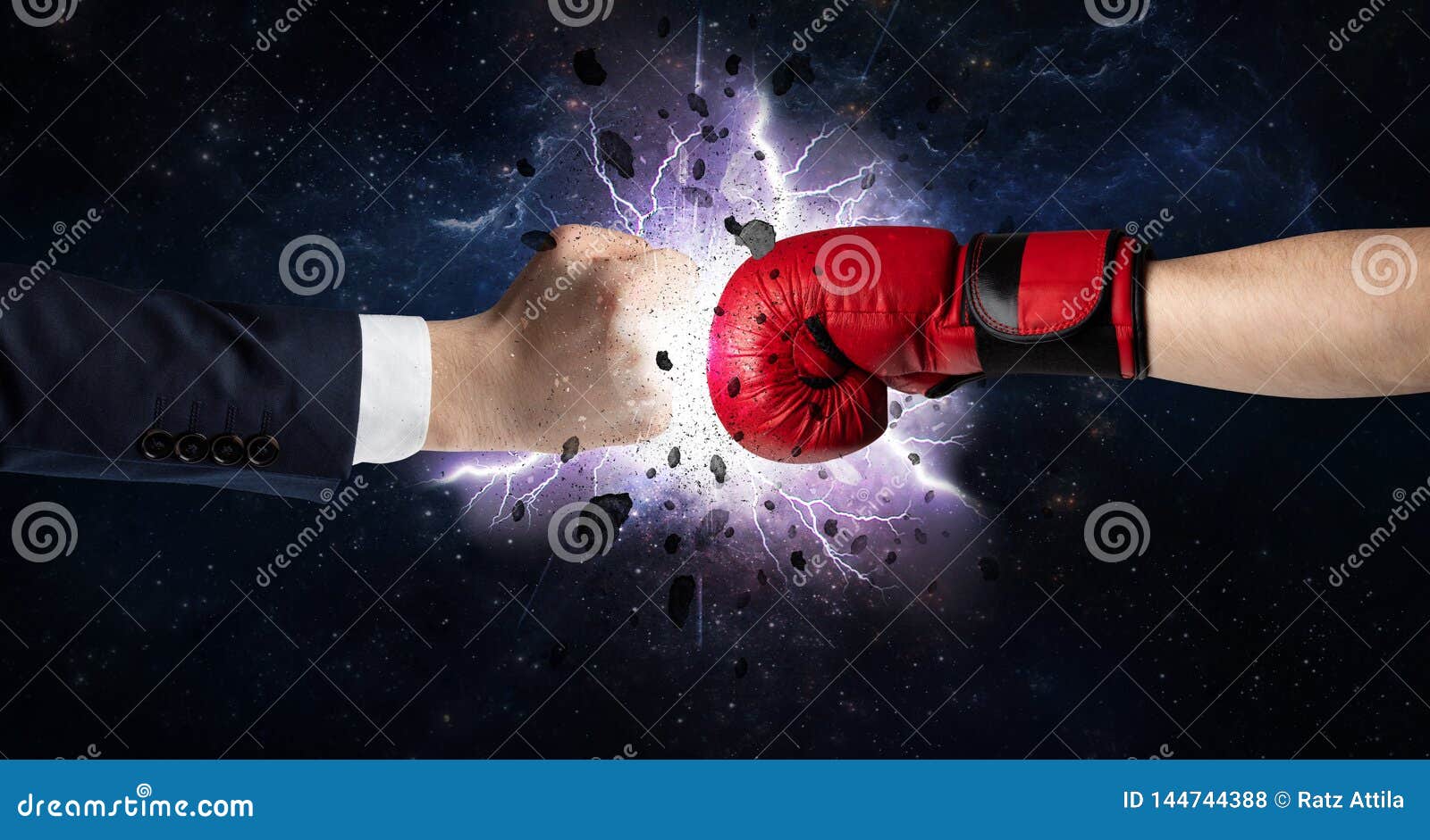 Fighting Hands with Storm Explosion Stock Photo - Image of light ...