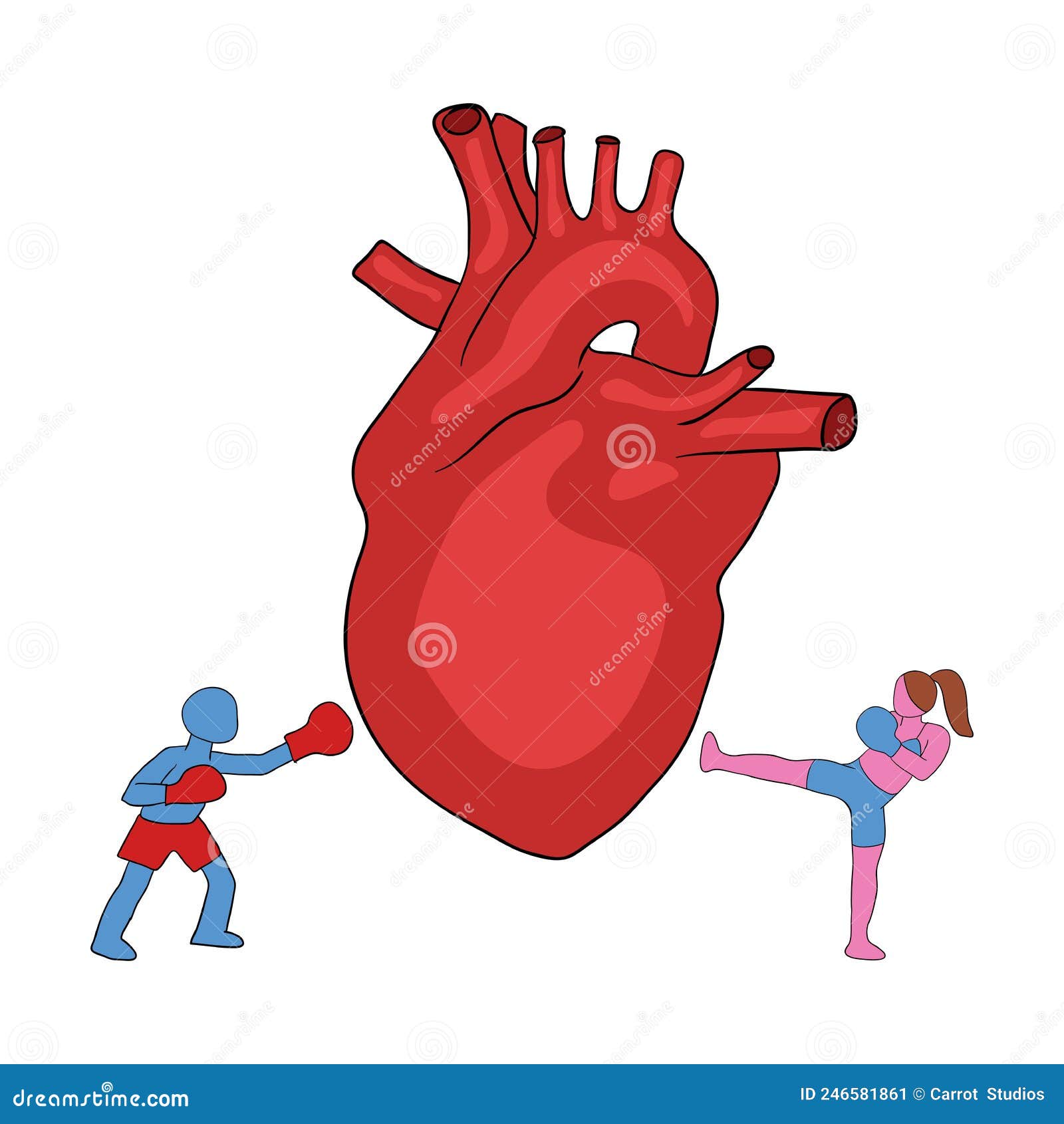 Fighting with Heart Concept Vector Stock Vector - Illustration of fight ...