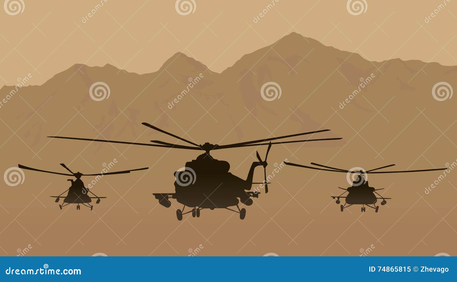Fighting Helicopters in Attack. Stock Illustration - Illustration of ...