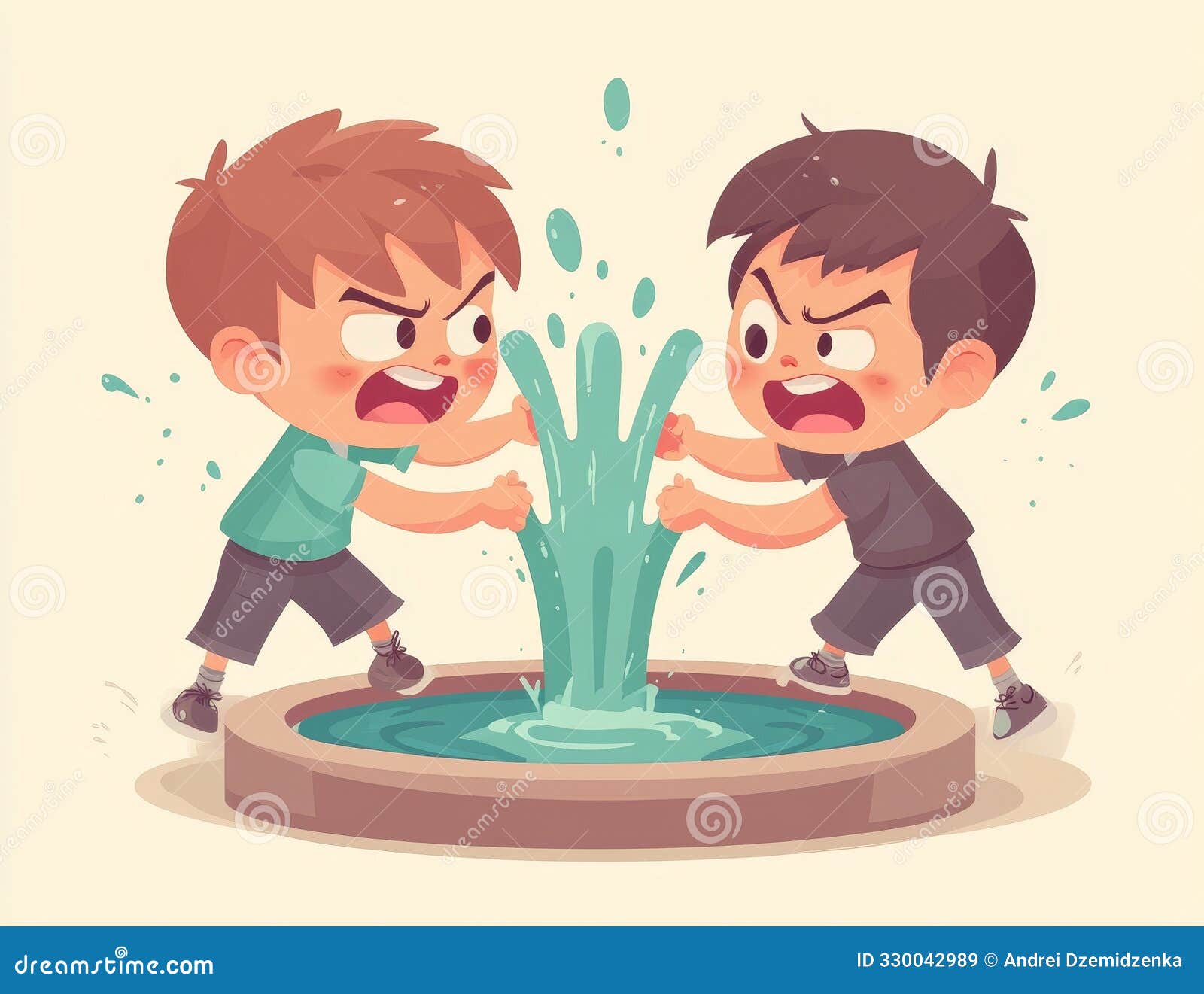 Fighting and Hitting Cartoon Illustration of Two Boys Stock Image ...