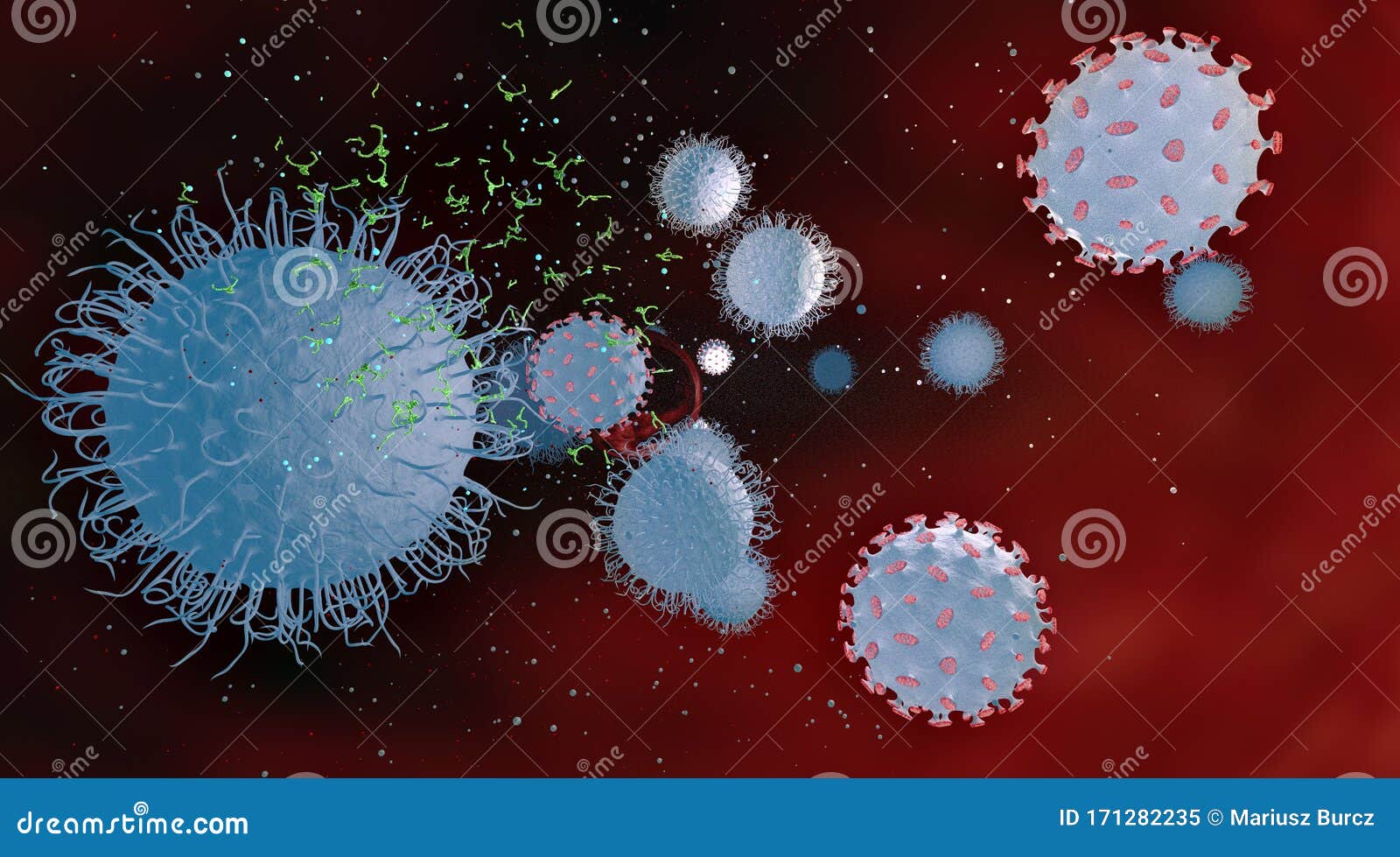 Fighting the Immune System Against Flu and Cold Viruses Stock ...