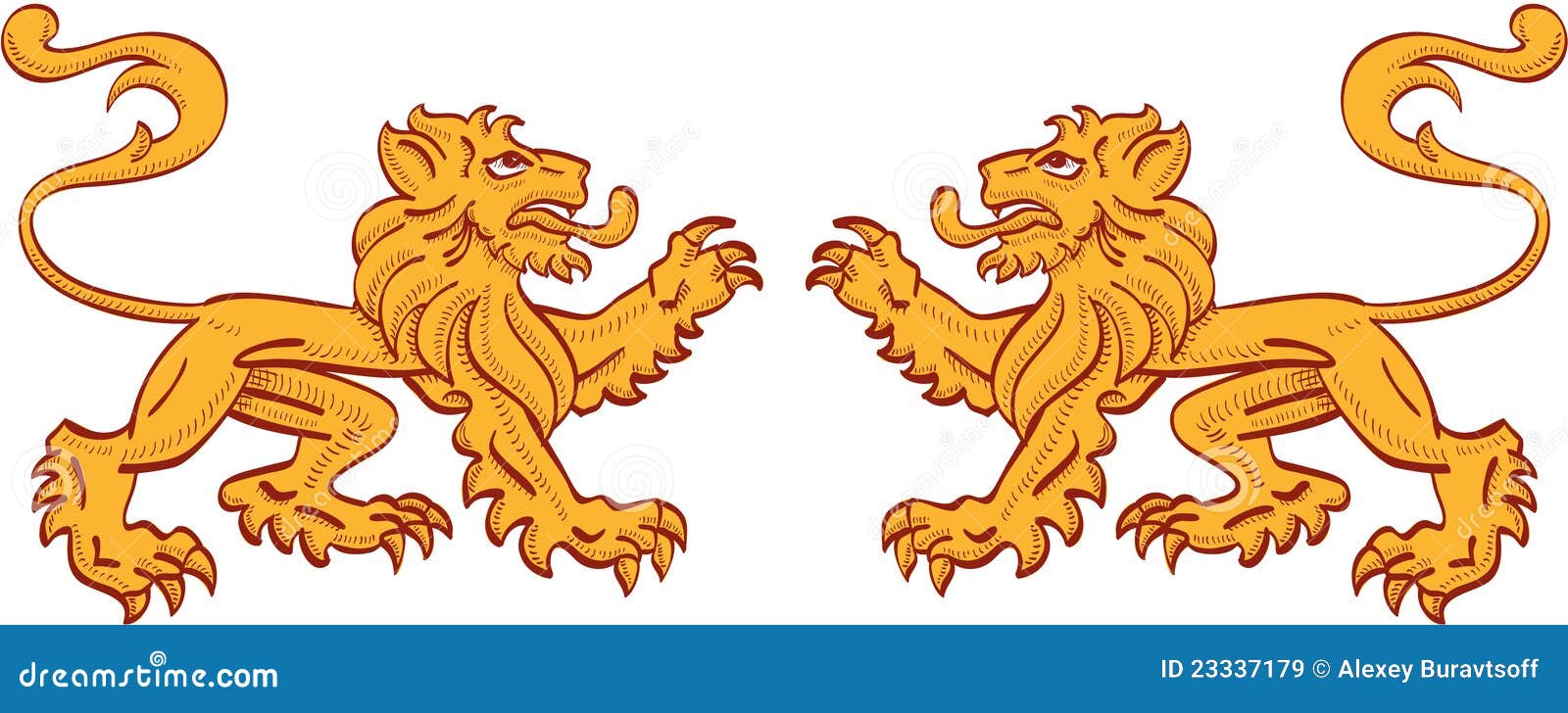 Fighting Lion Insignia Cartoon Vector | CartoonDealer.com #113204493