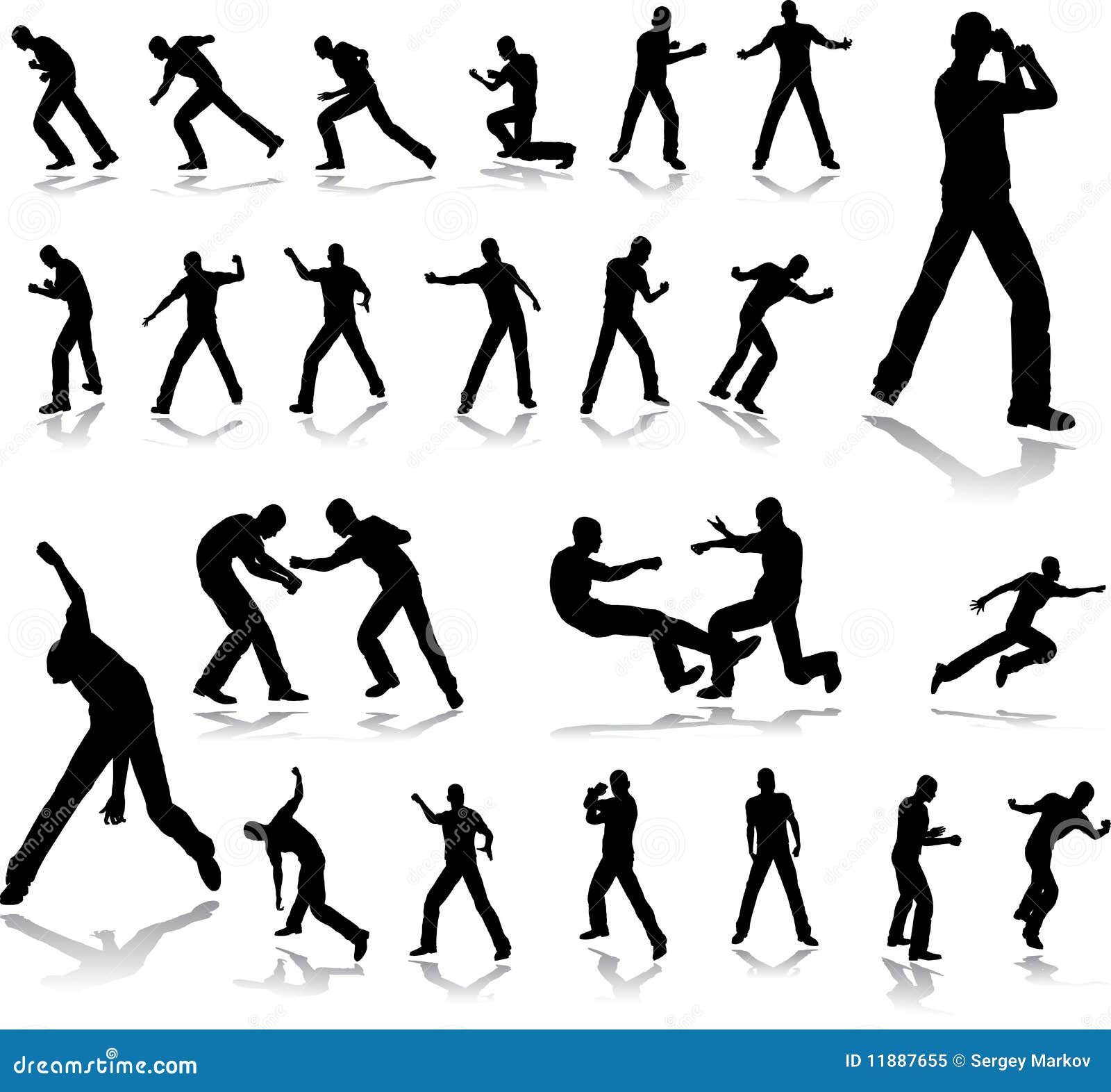 Fighting men. Silhouettes stock vector. Illustration of competition ...