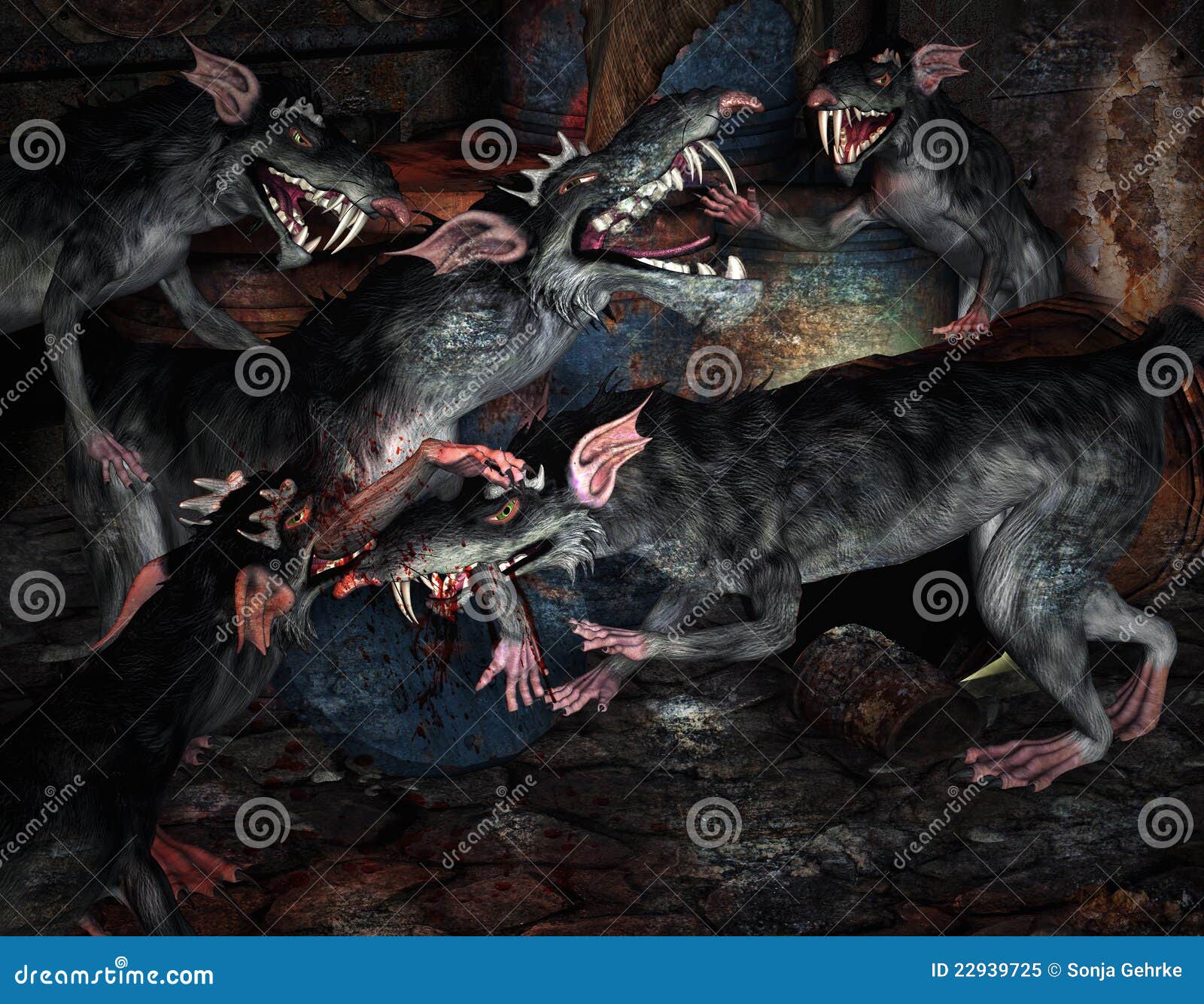 Group Of Rats Looking From The Tunnel Of The Sewers. Royalty-Free Stock ...