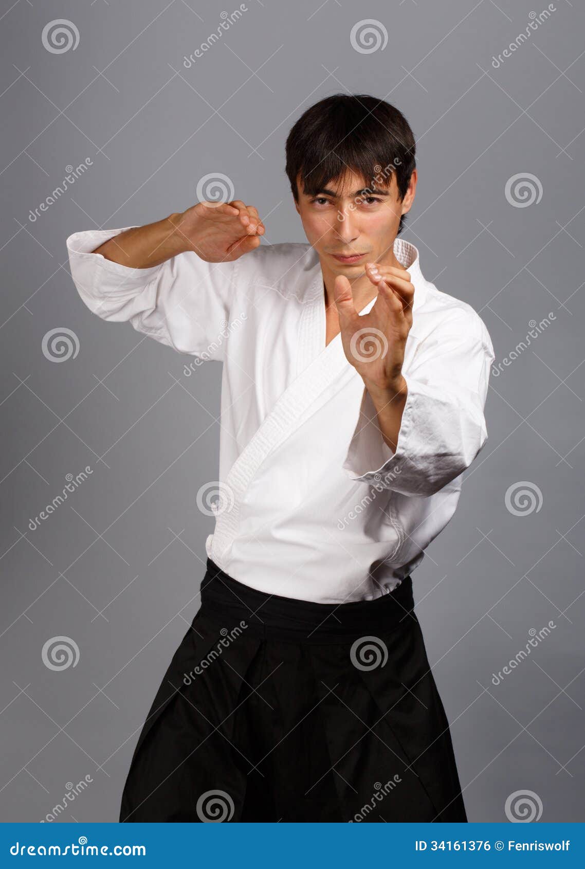 Fighting pose stock photo. Image of confident, kimono - 34161376