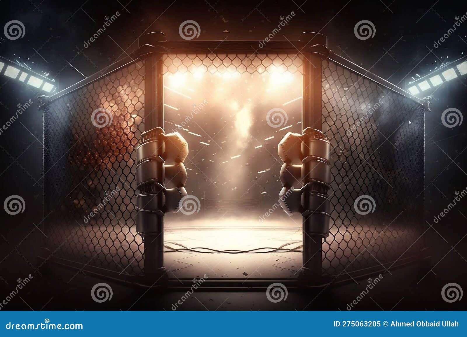 Fighting Ring With Light Effect Cartoon Vector | CartoonDealer.com ...