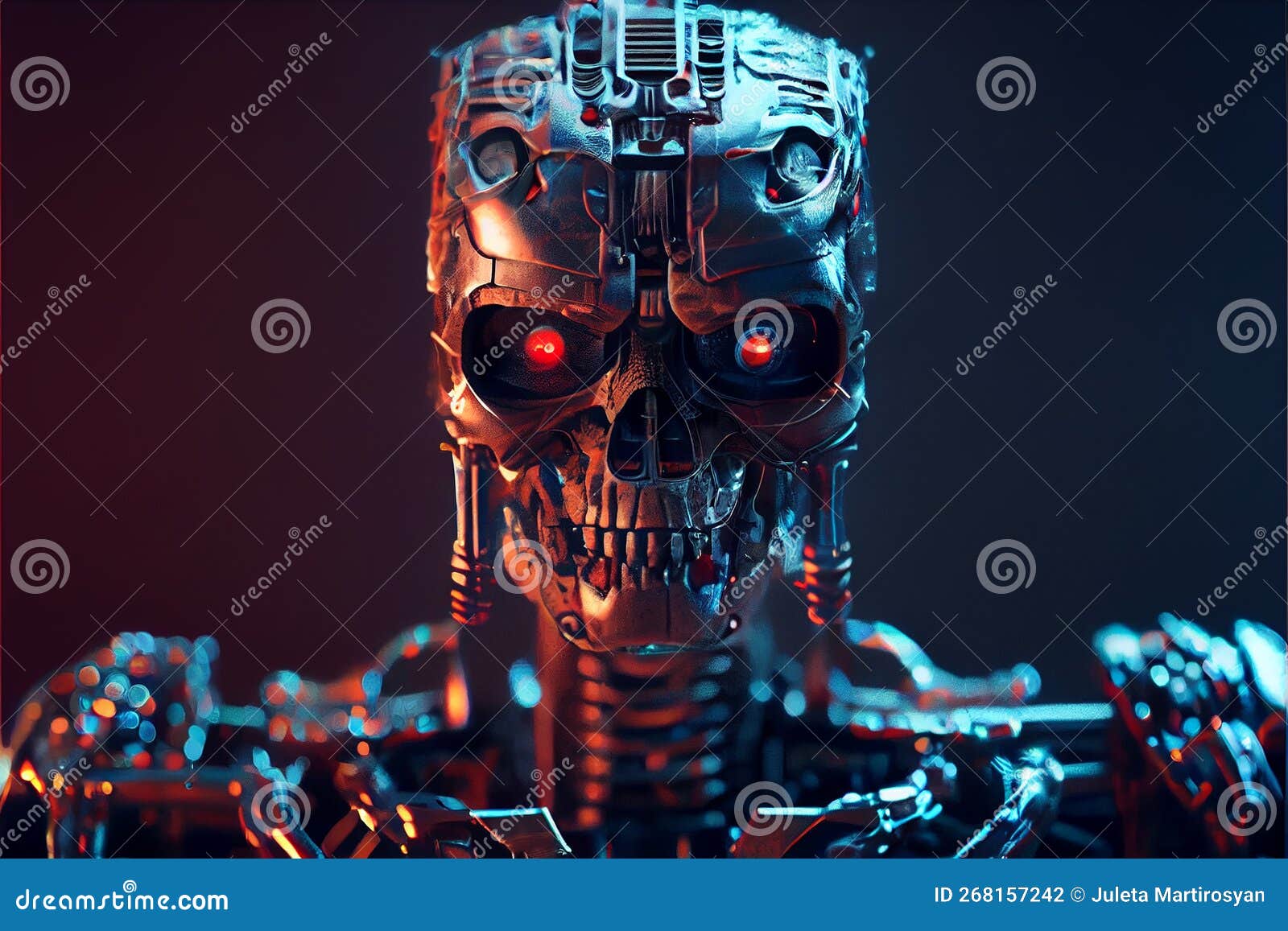 Fighting Robot Skeleton. Generative AI Stock Illustration ...