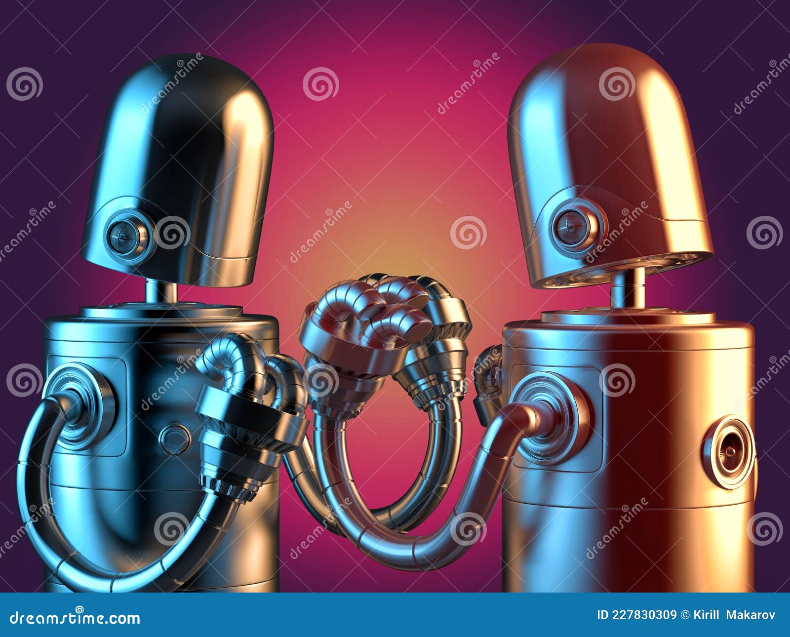 Fighting Robots Close-up. Conflict Concept Stock Illustration ...