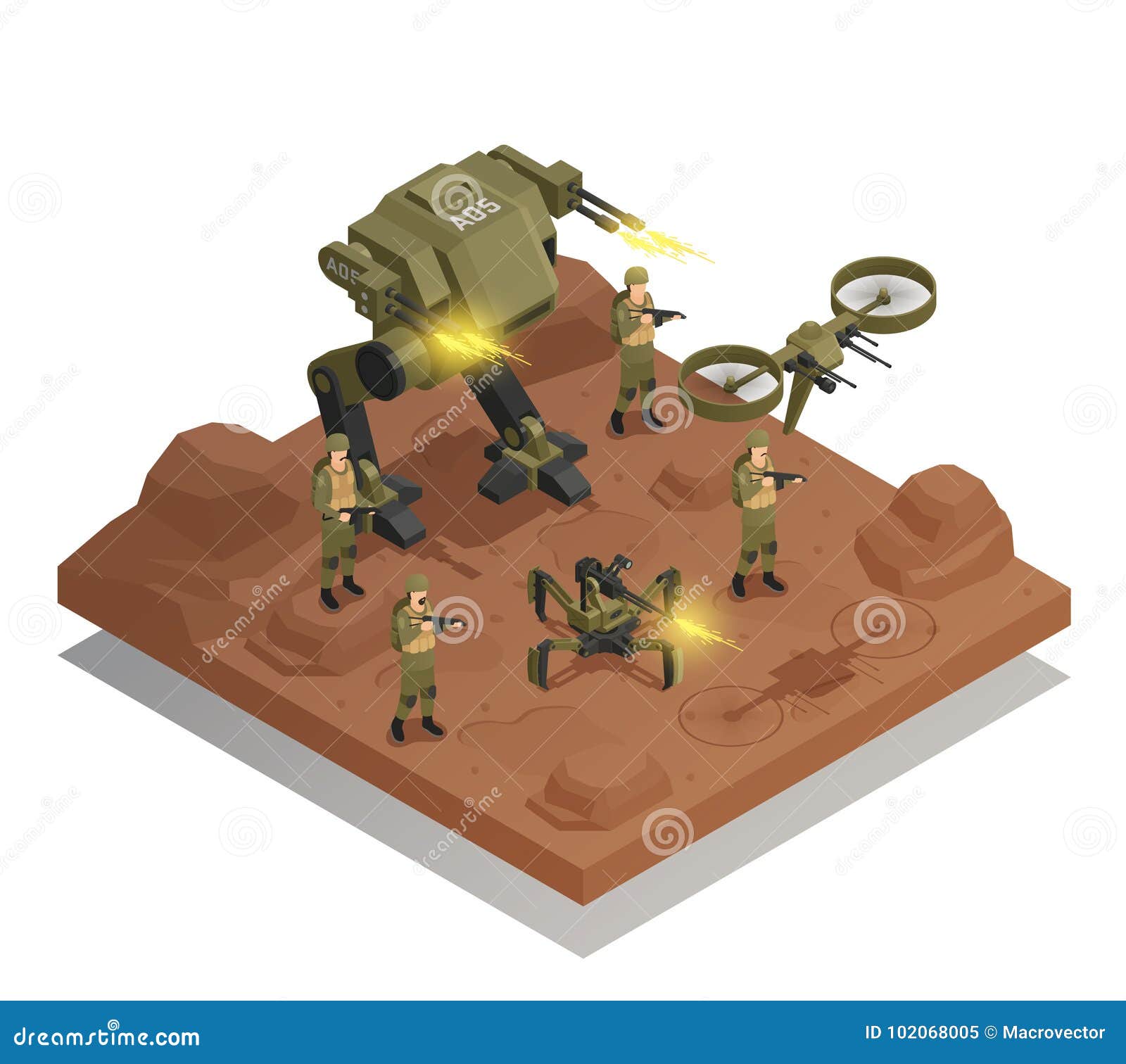 Fighting Robots Isometric Composition Cartoon Vector | CartoonDealer ...