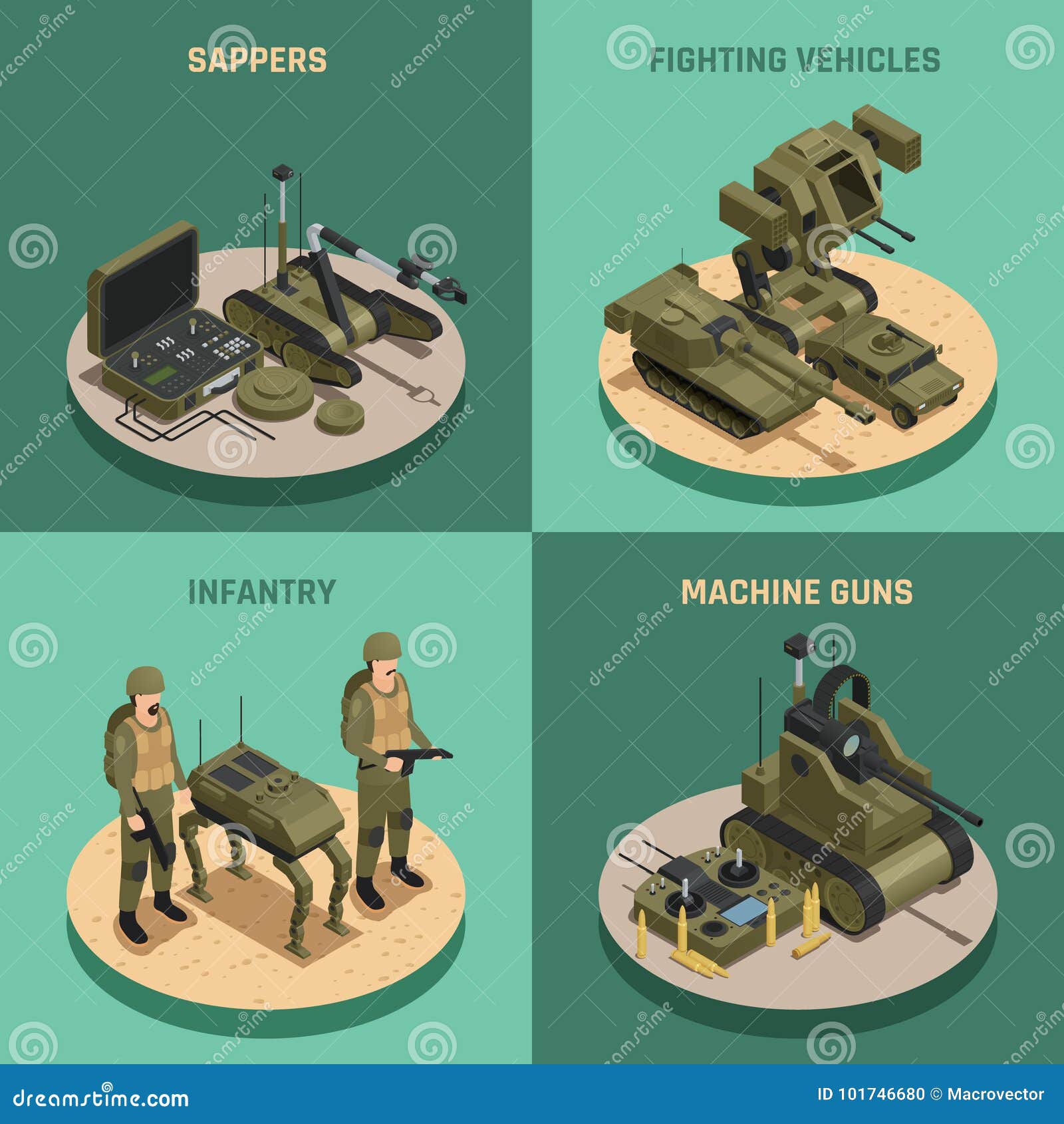 Fighting Robots Isometric Composition Cartoon Vector | CartoonDealer ...