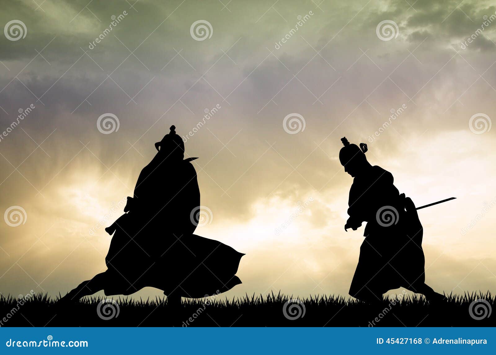 Fighting Samurai stock illustration. Illustration of blade - 45427168