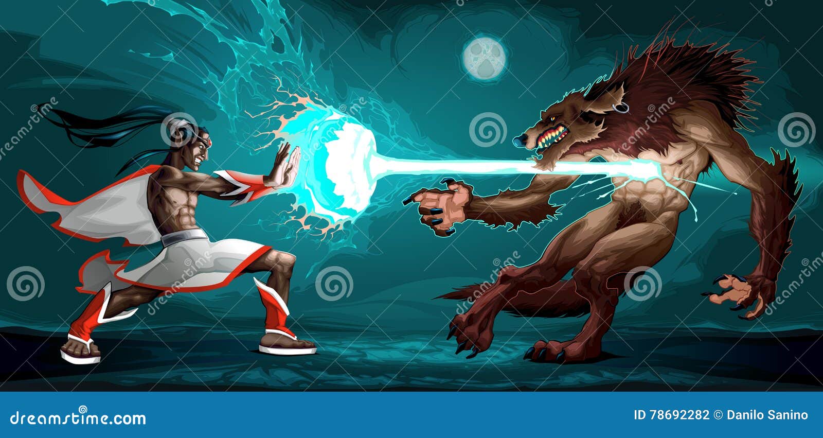 Fighting Scene between Elf and Werewolf Stock Vector - Illustration of ...