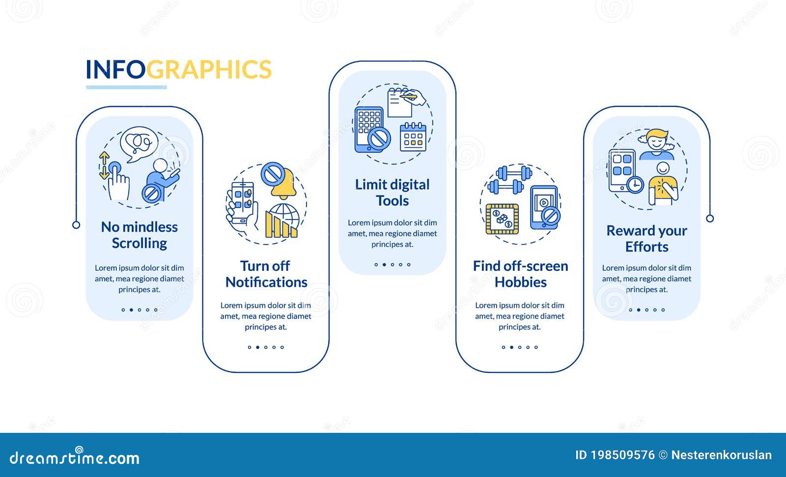 Fighting Screen Addiction Vector Infographic Template Stock Vector ...