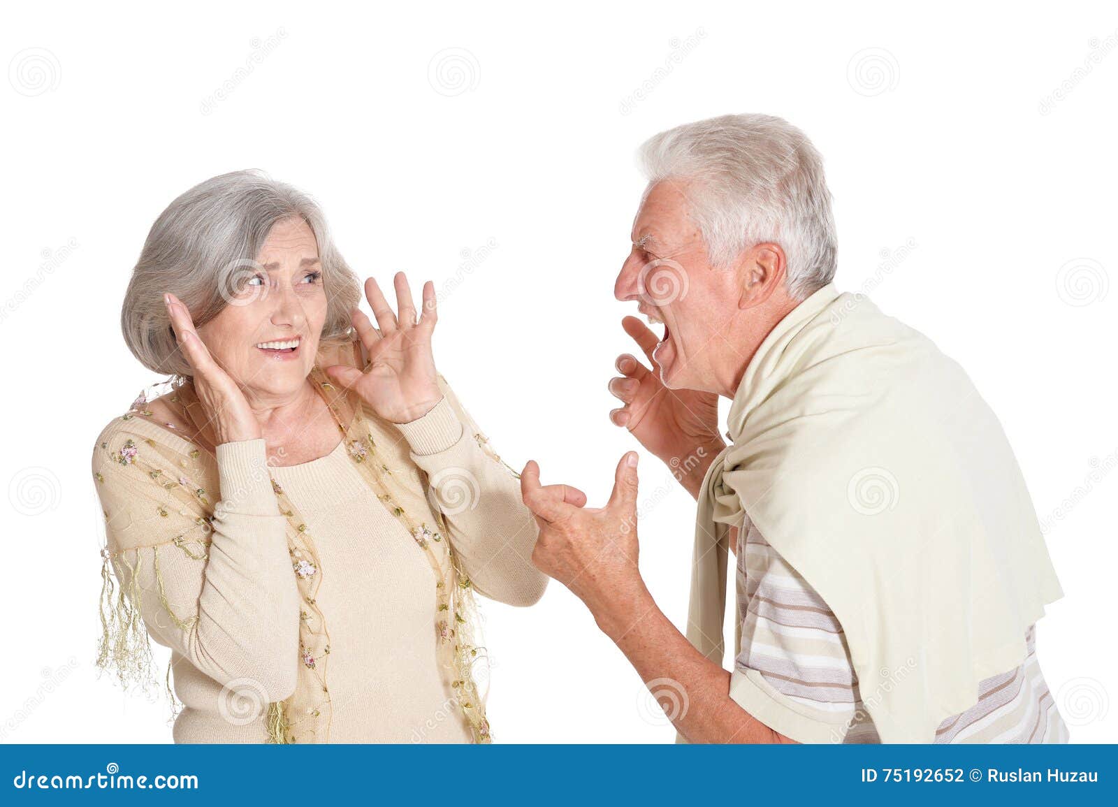 Fighting senior couple stock photo. Image of portrait - 75192652
