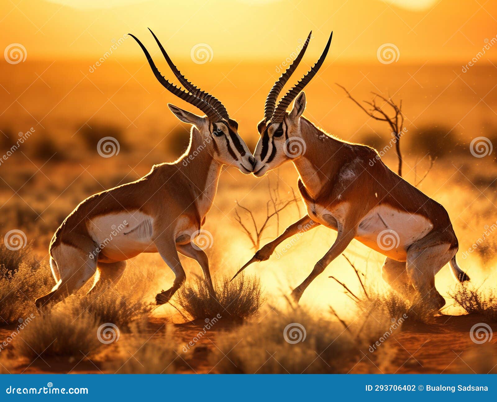 Fighting Springbok Antelopes Stock Illustration - Illustration of ...