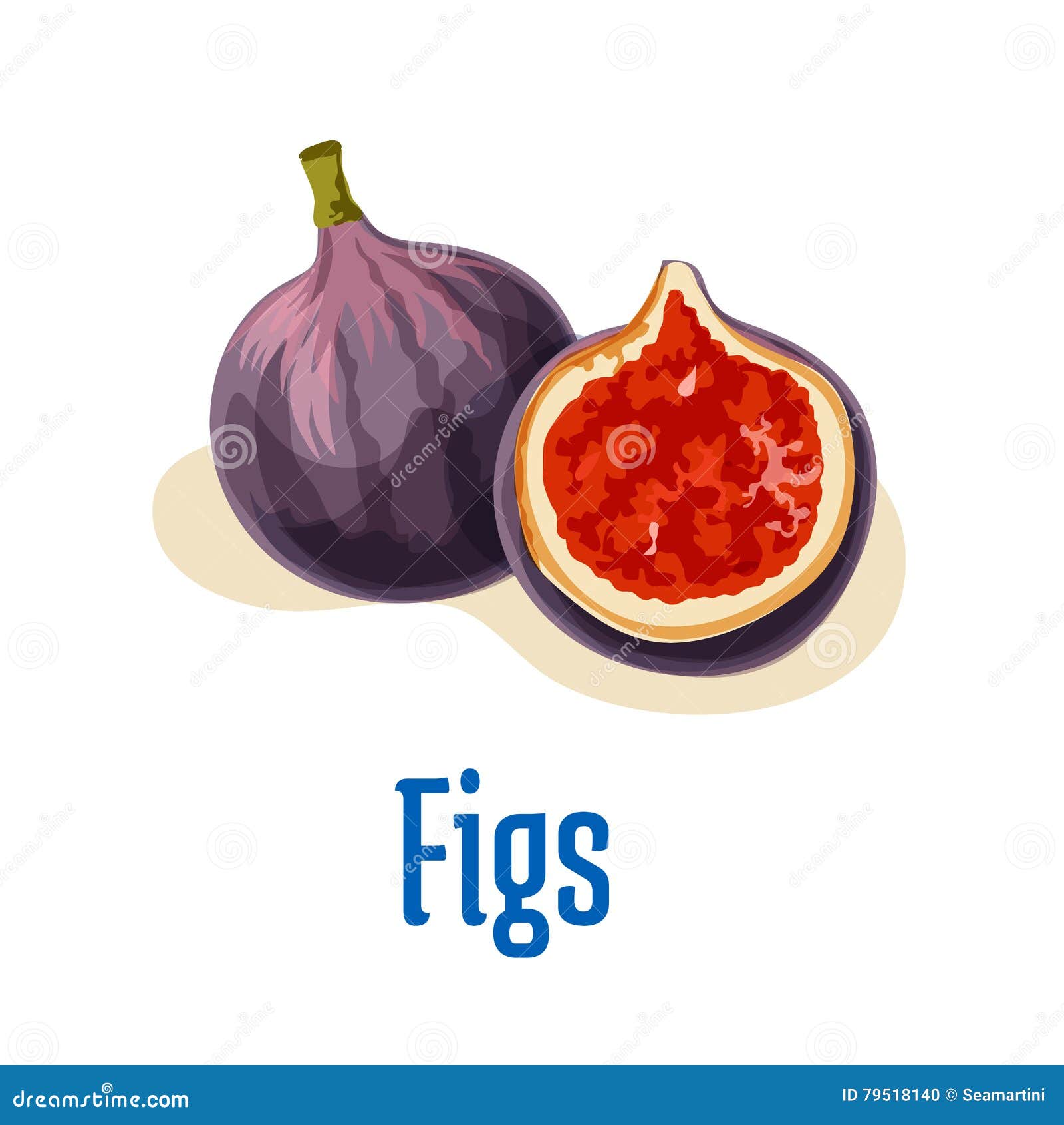 Figos Frescos Inteiros E Meio Emblema Do Corte Ilustração do Vetor ...