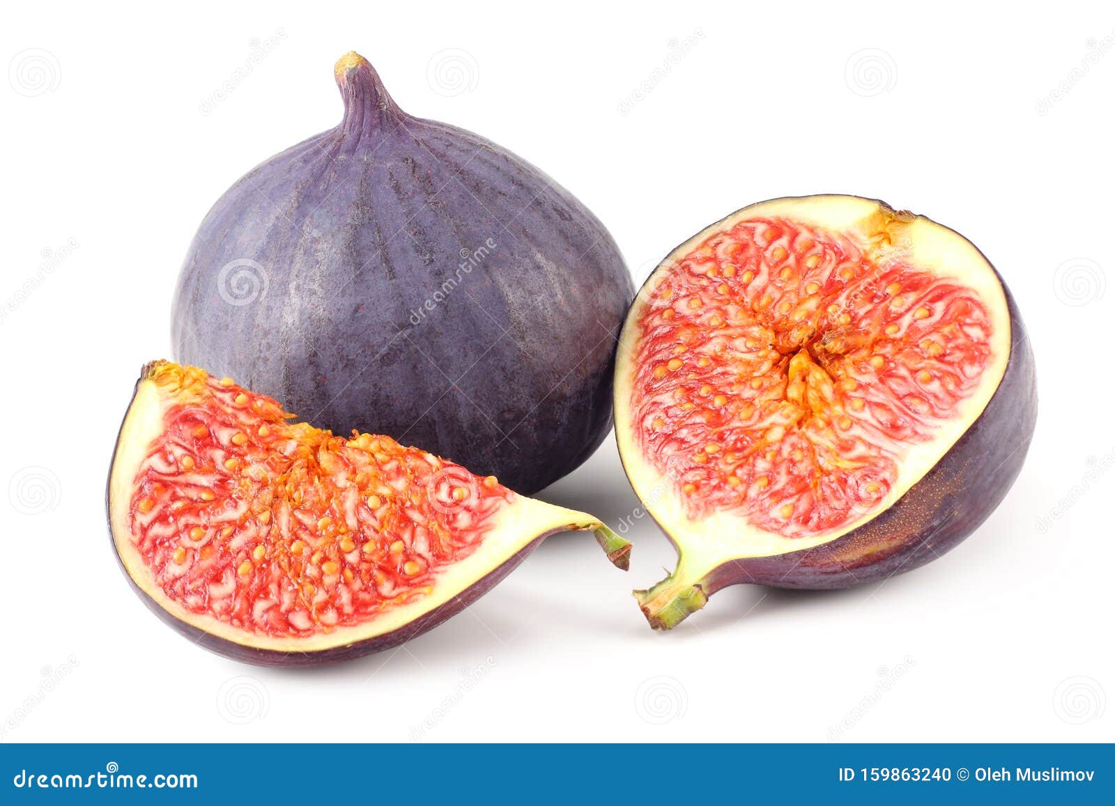 Figs with Cut Slice Isolated on White Background Stock Photo - Image of ...