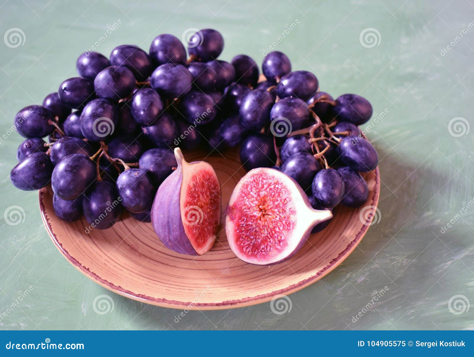 Fig and grape stock image. Image of fresh, plate, grape - 104905575