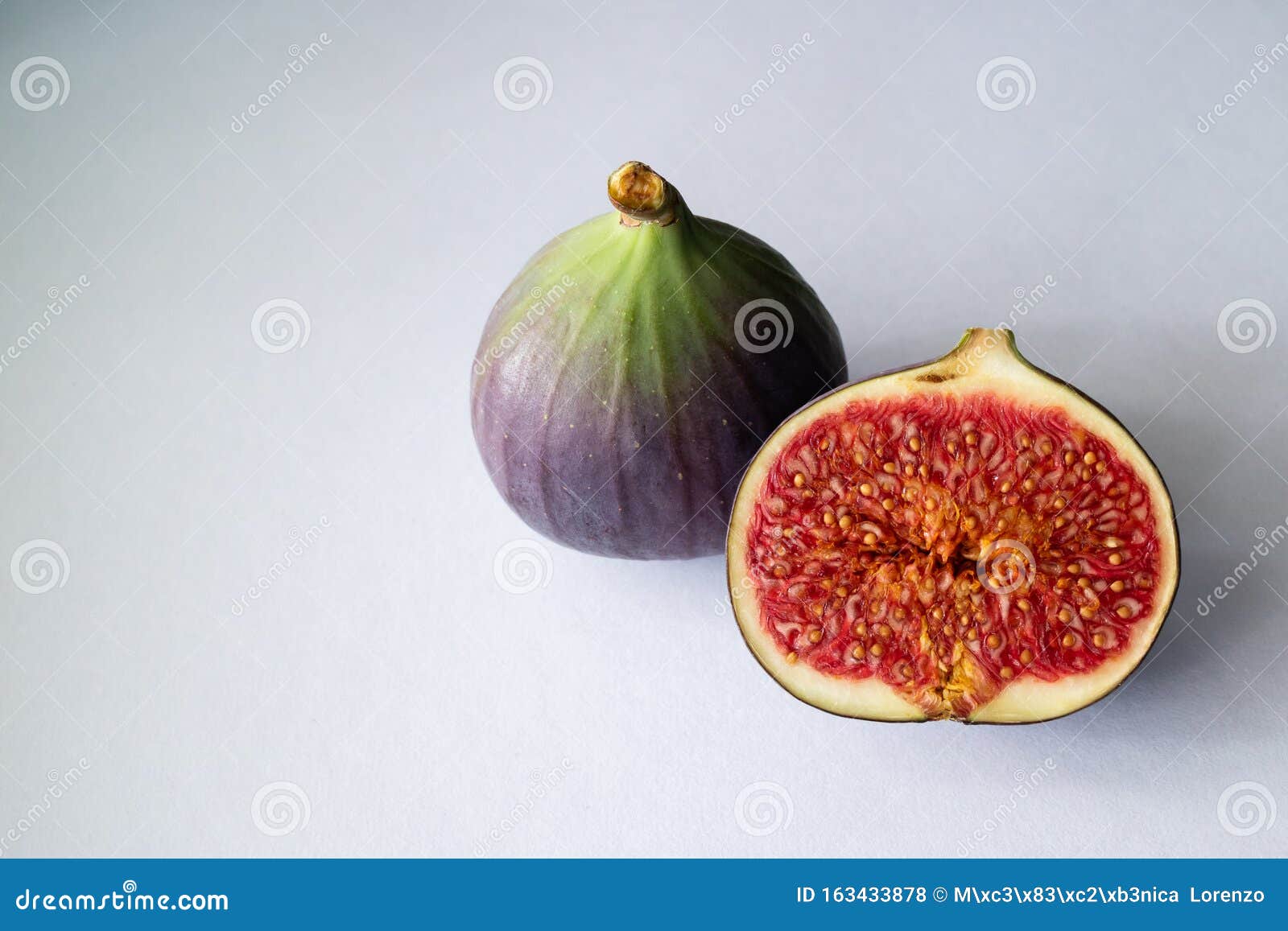 Fig and Half Fig Isolated on White Background. Top View Stock Photo ...