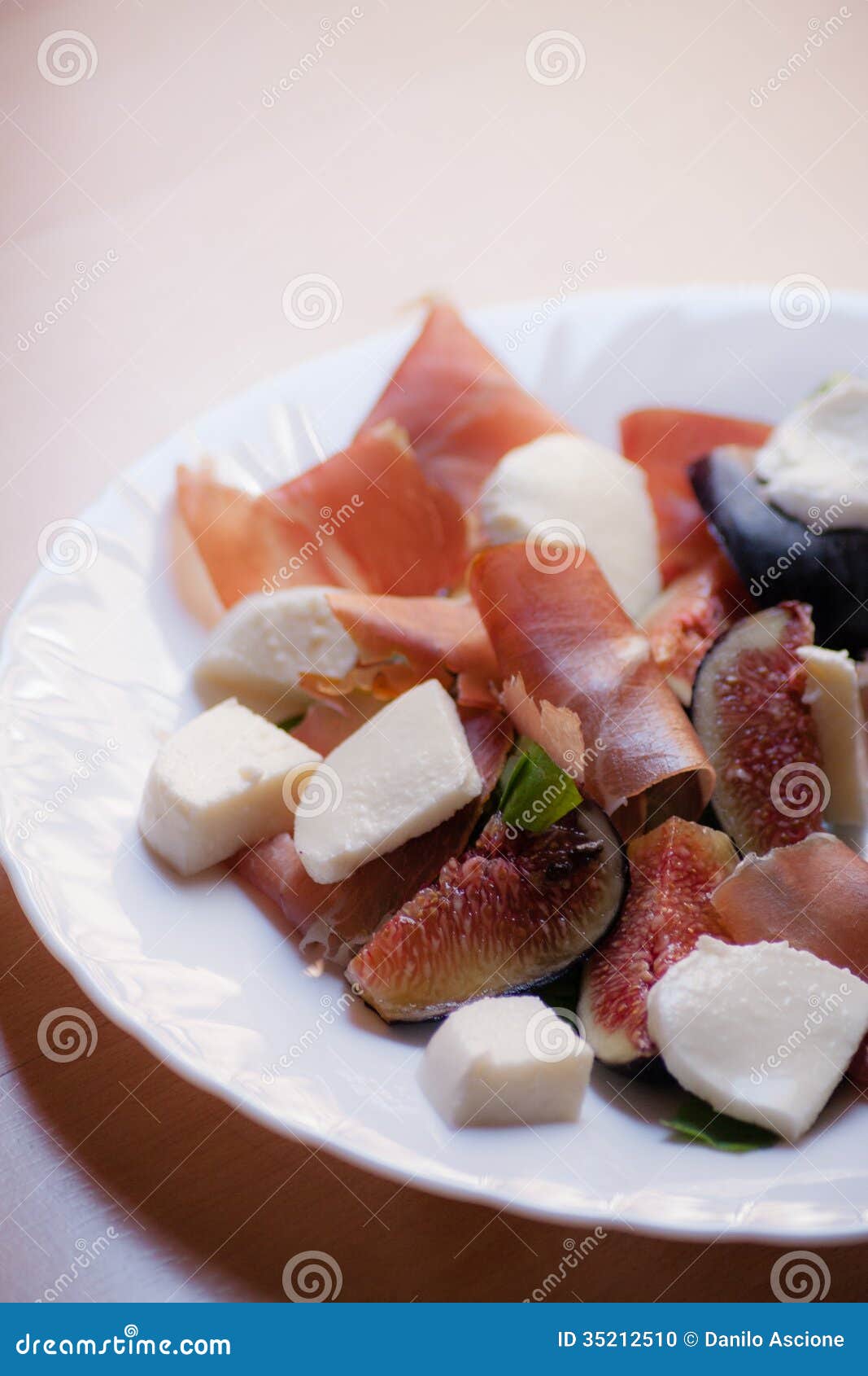 Figs with Parma Ham and Mozzarella Cheese Stock Photo - Image of lunch ...