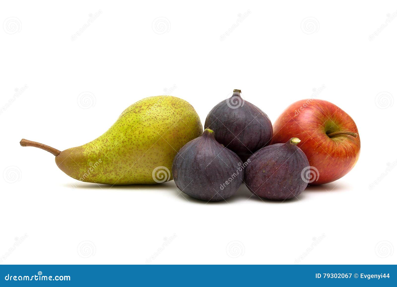 Figs, Pear and Red Apple on a White Background Stock Image - Image of ...