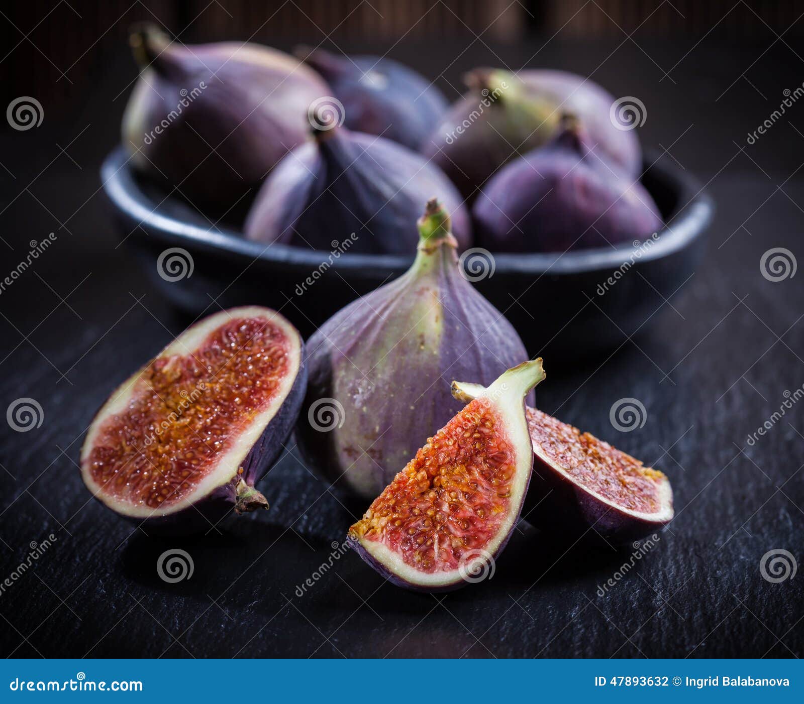 Figs on wooden table stock photo. Image of exotic, autumn - 47893632