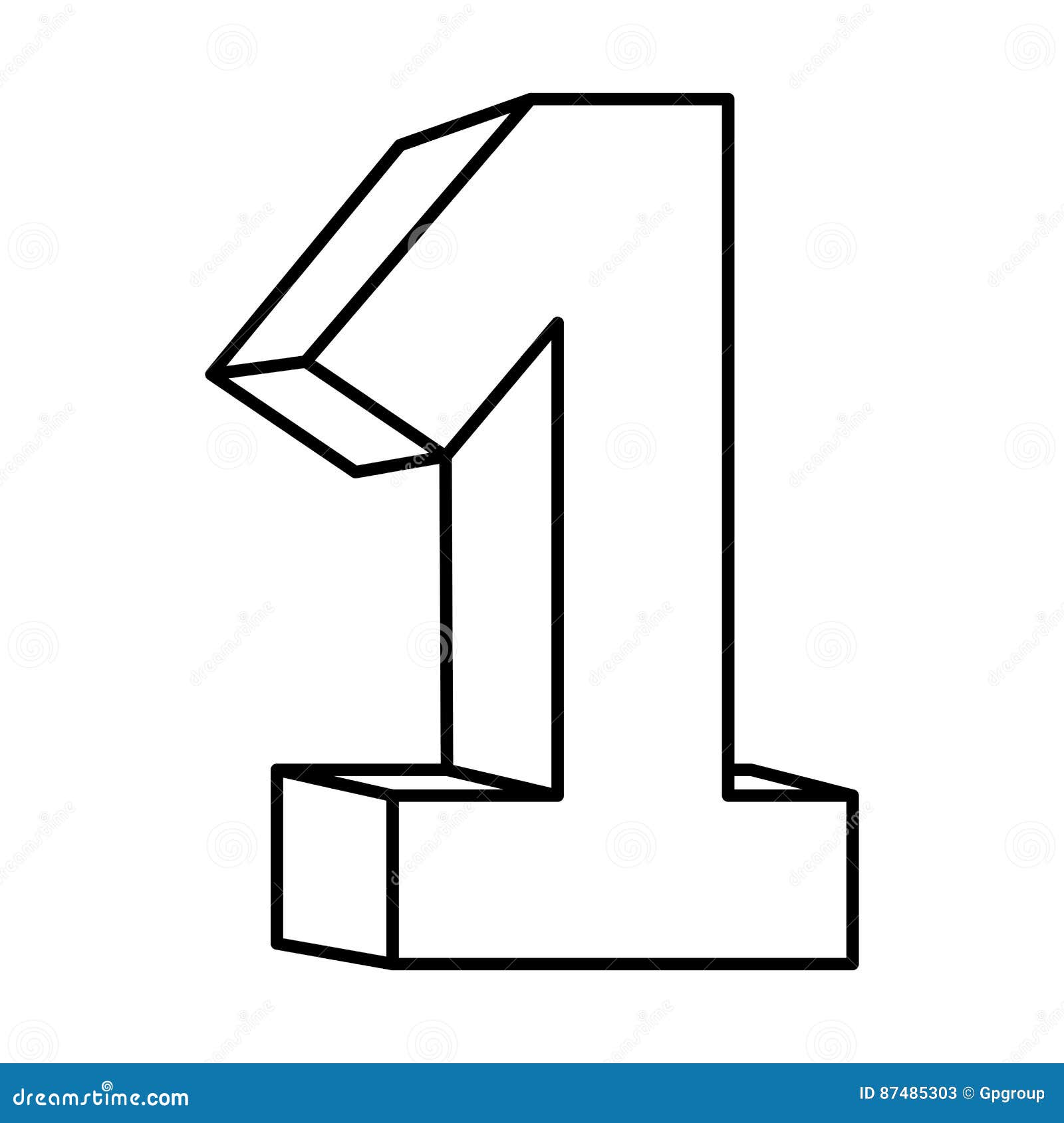 Figura Icono Del Número Uno Stock de ilustración - Ilustración de ...