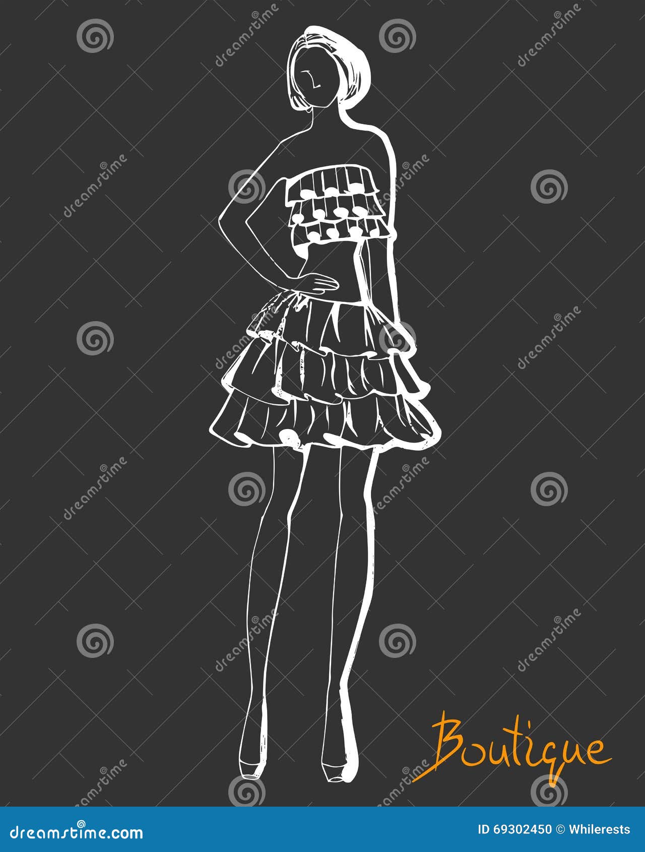 Figura Stilizzata Del Modello Di Moda Illustrazione Vettoriale ...