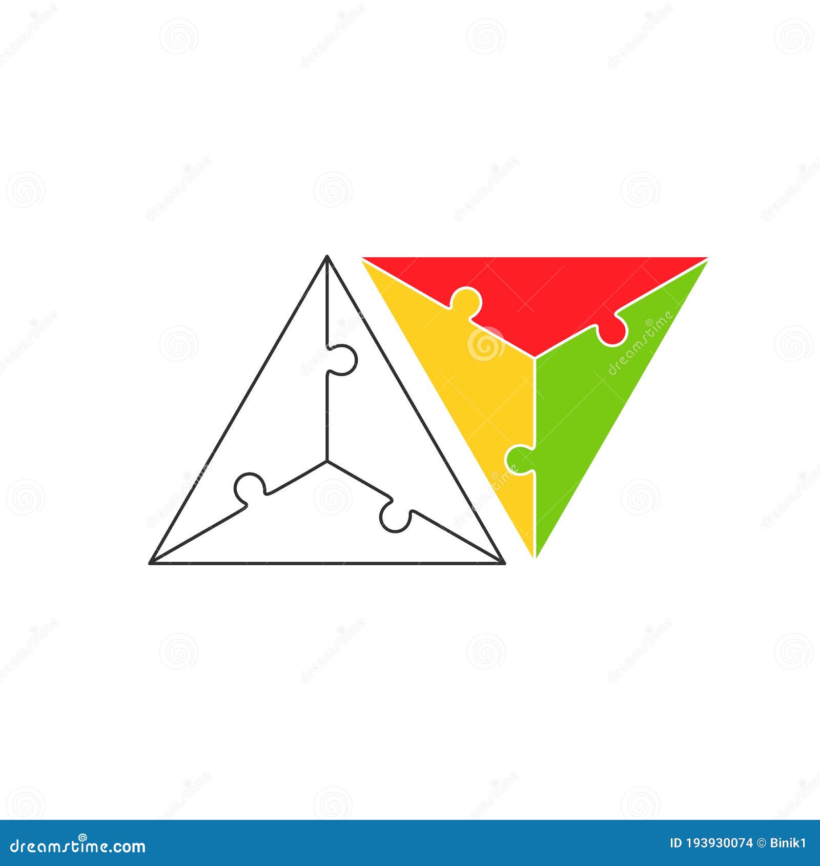 Figura Triangular De Tres Piezas Vectoriales De Rompecabezas Conjunto ...