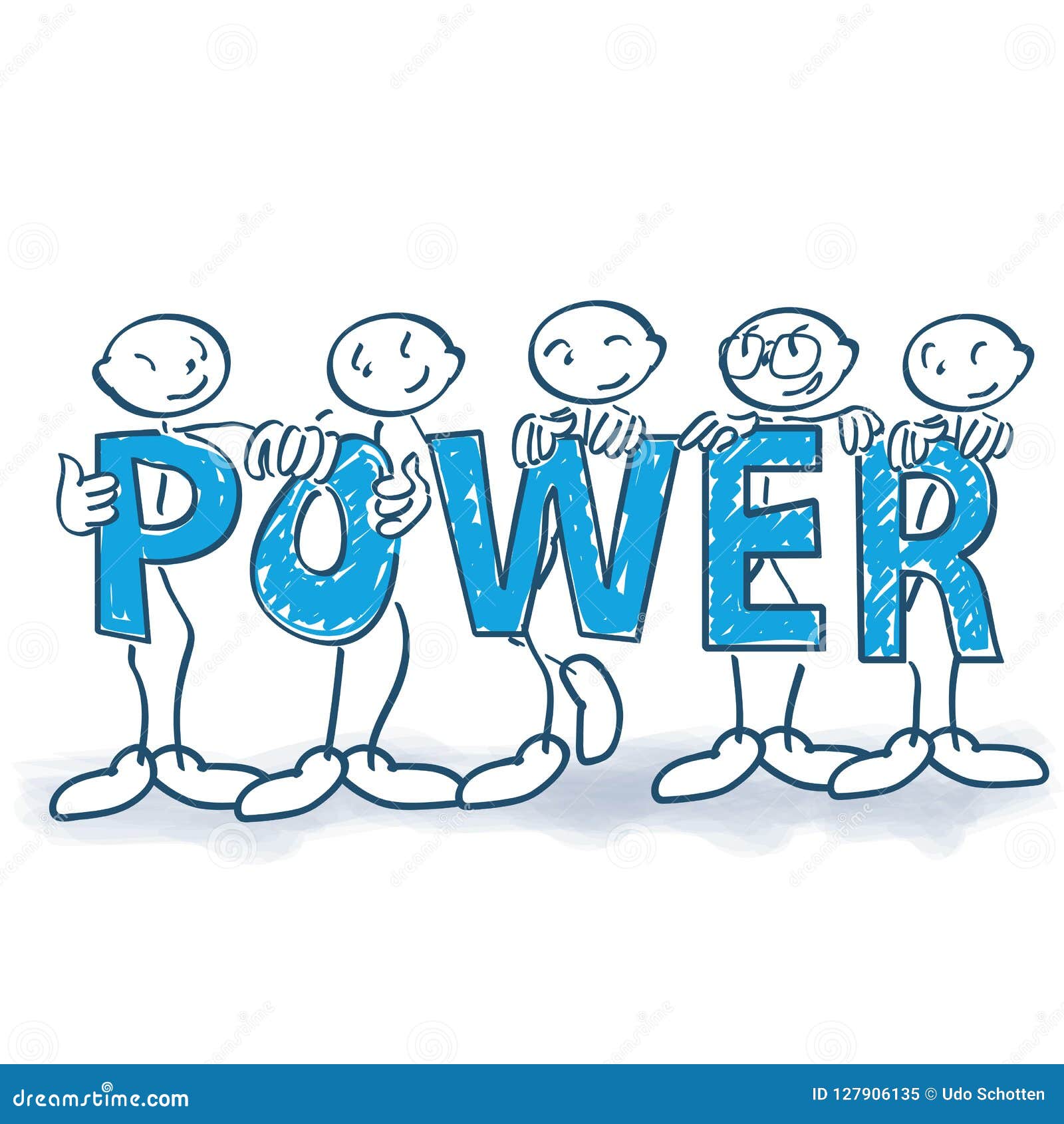 Figuras Del Palillo Con Las Letras Y El Poder Ilustración del Vector ...