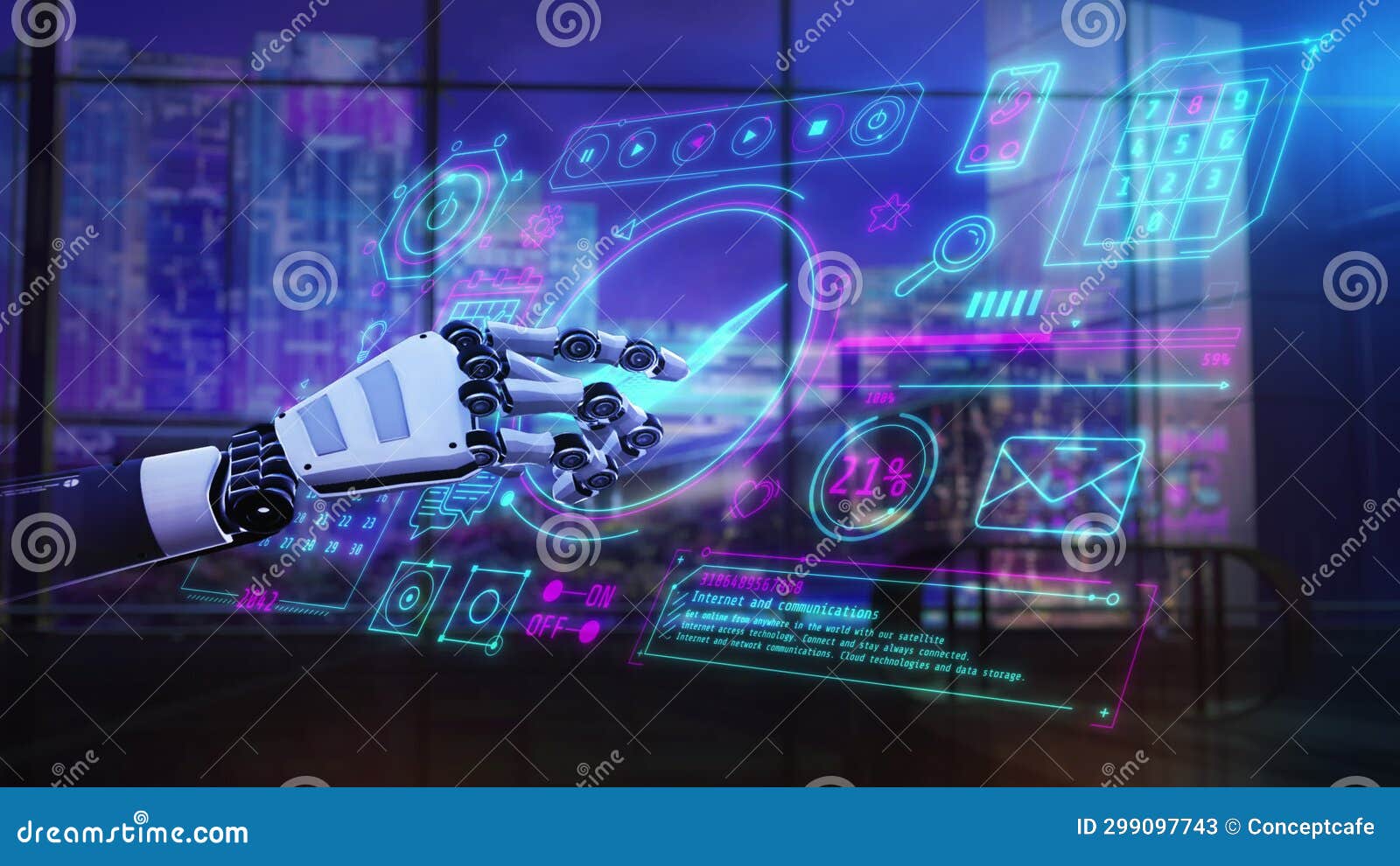 Animation about Artificial Intelligence and Social Networks. Stock ...