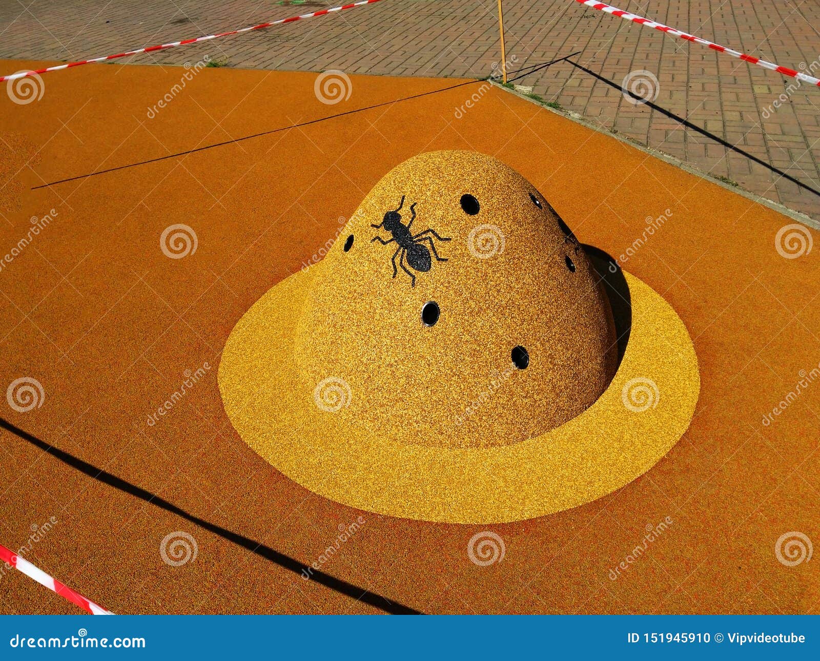 The Figure of an Anthill on the Playground of Soft Rubber Crumb in ...