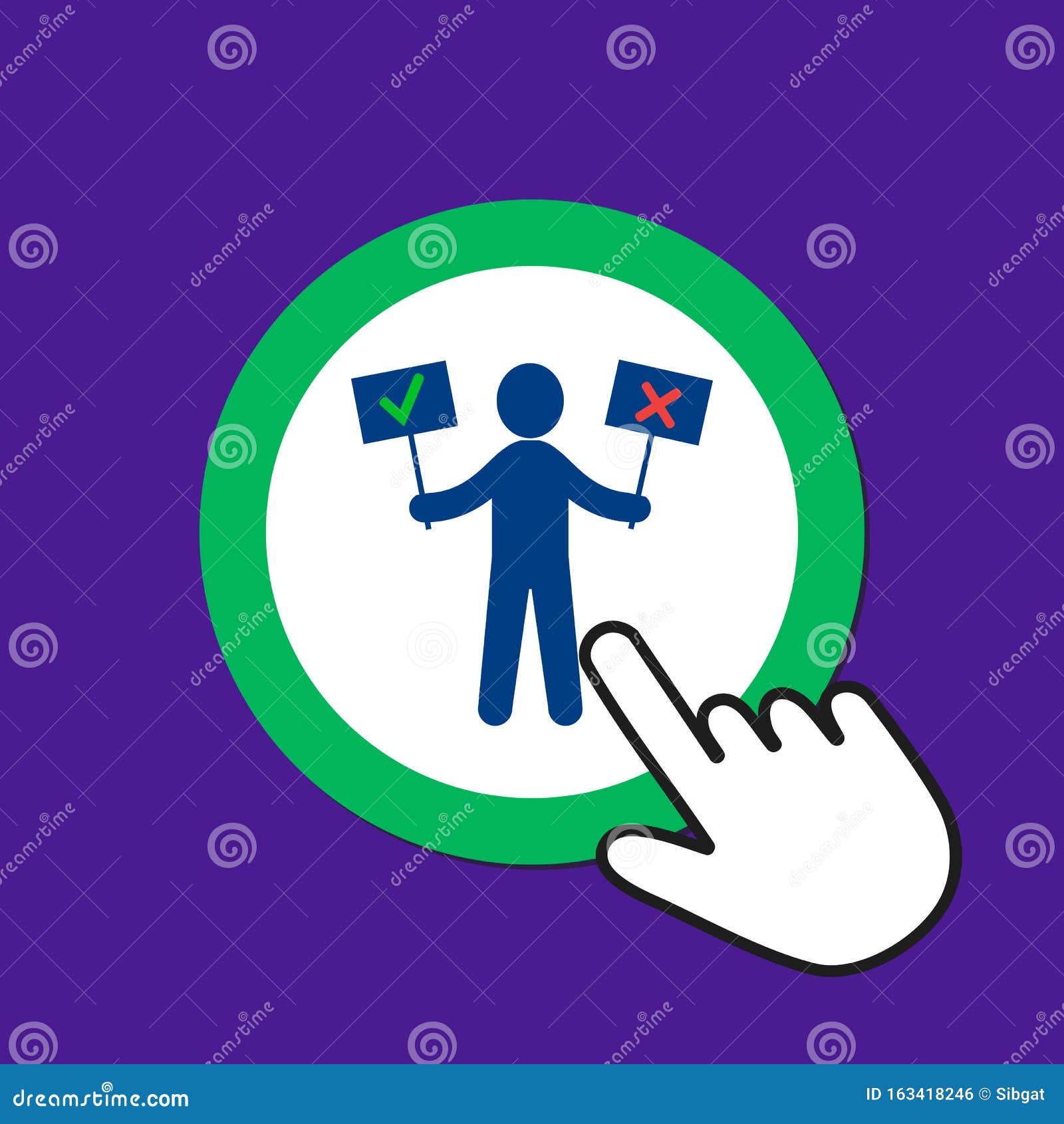 Figure with Approve and Reject Signs Icon. Voting Concept Stock Vector ...